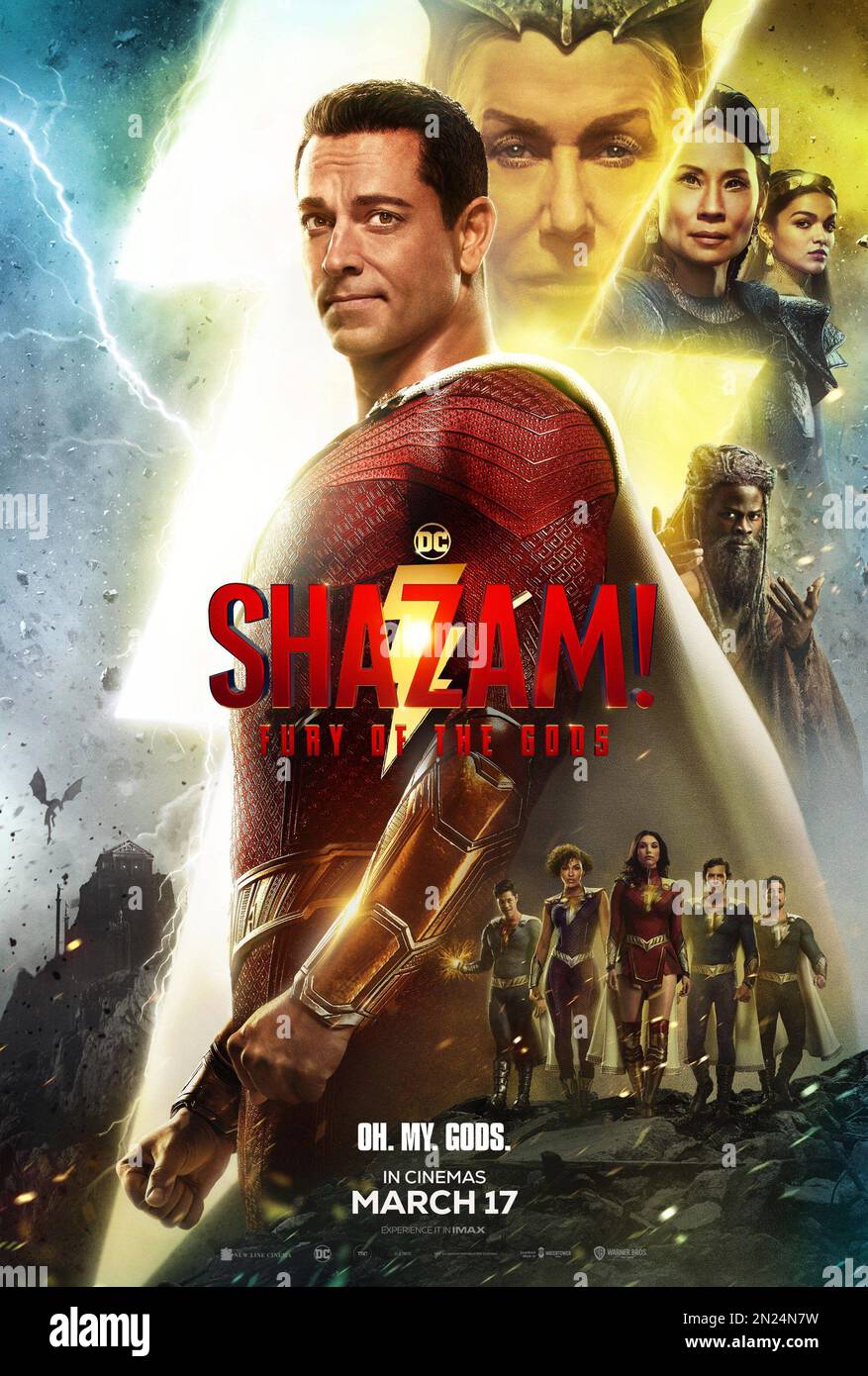 SHAZAM! FURIA DEGLI DEI, (alias SHAZAM 2), poster, in alto a sinistra: Zachary Levi as Shazam ...