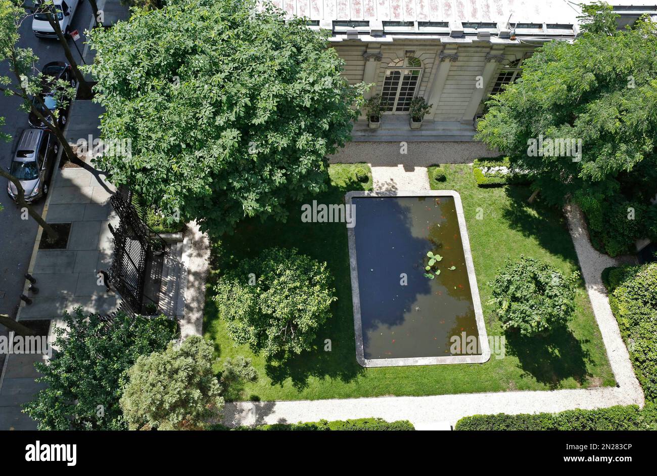 This June 3, 2015 photograph shows the garden at The Frick Collection ...