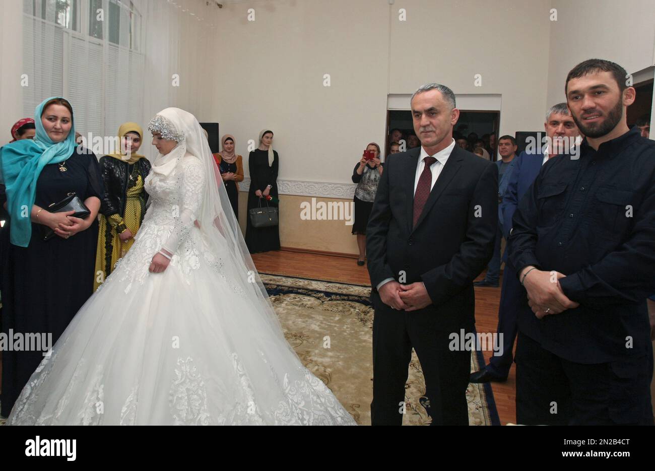 A bride, Chechen Kheda Goilabiyeva, and fiancé, Chechen police officer ...