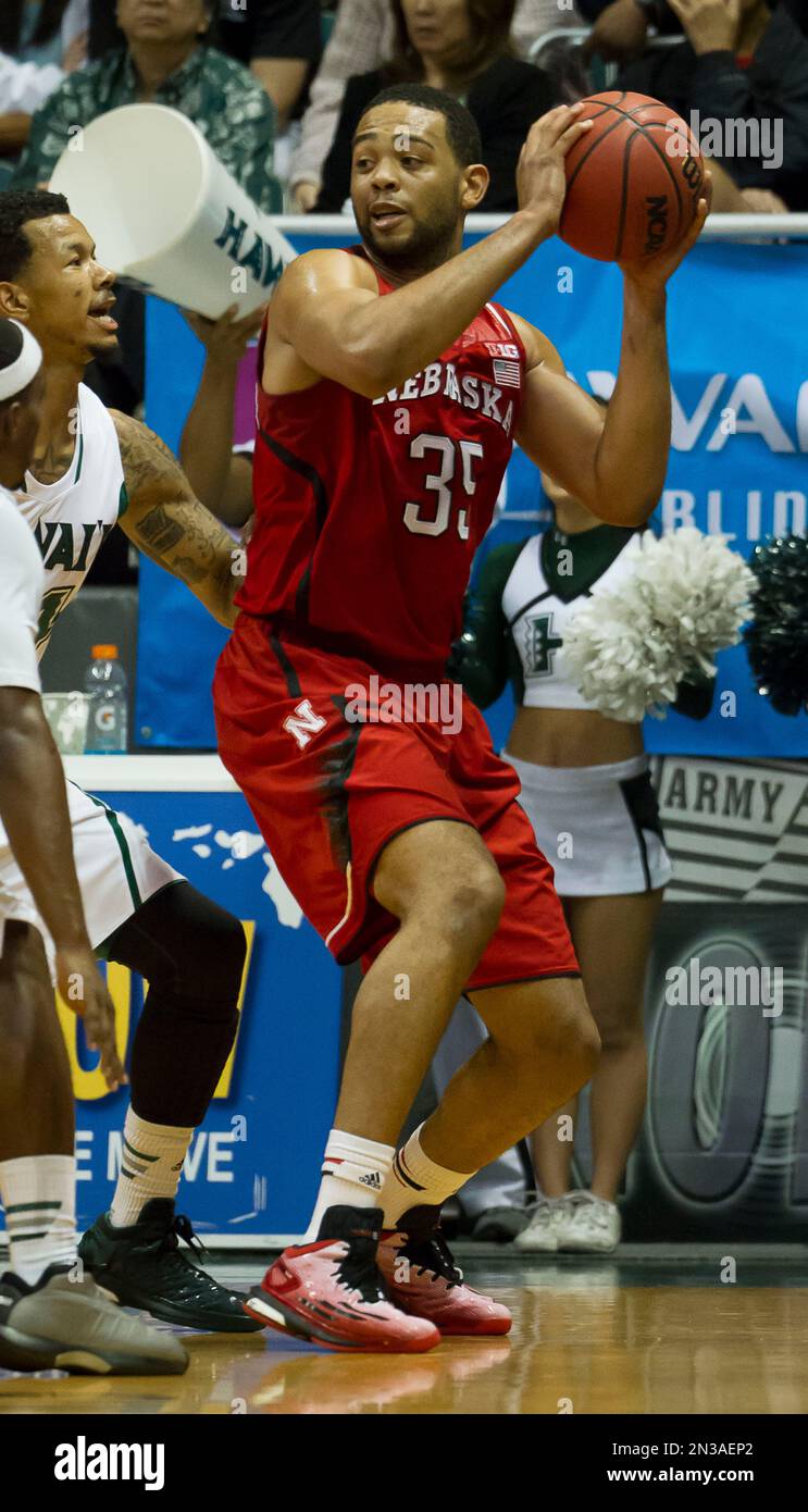 Nebraska forward Walter Pitchford (35) looks for an open teammate to ...