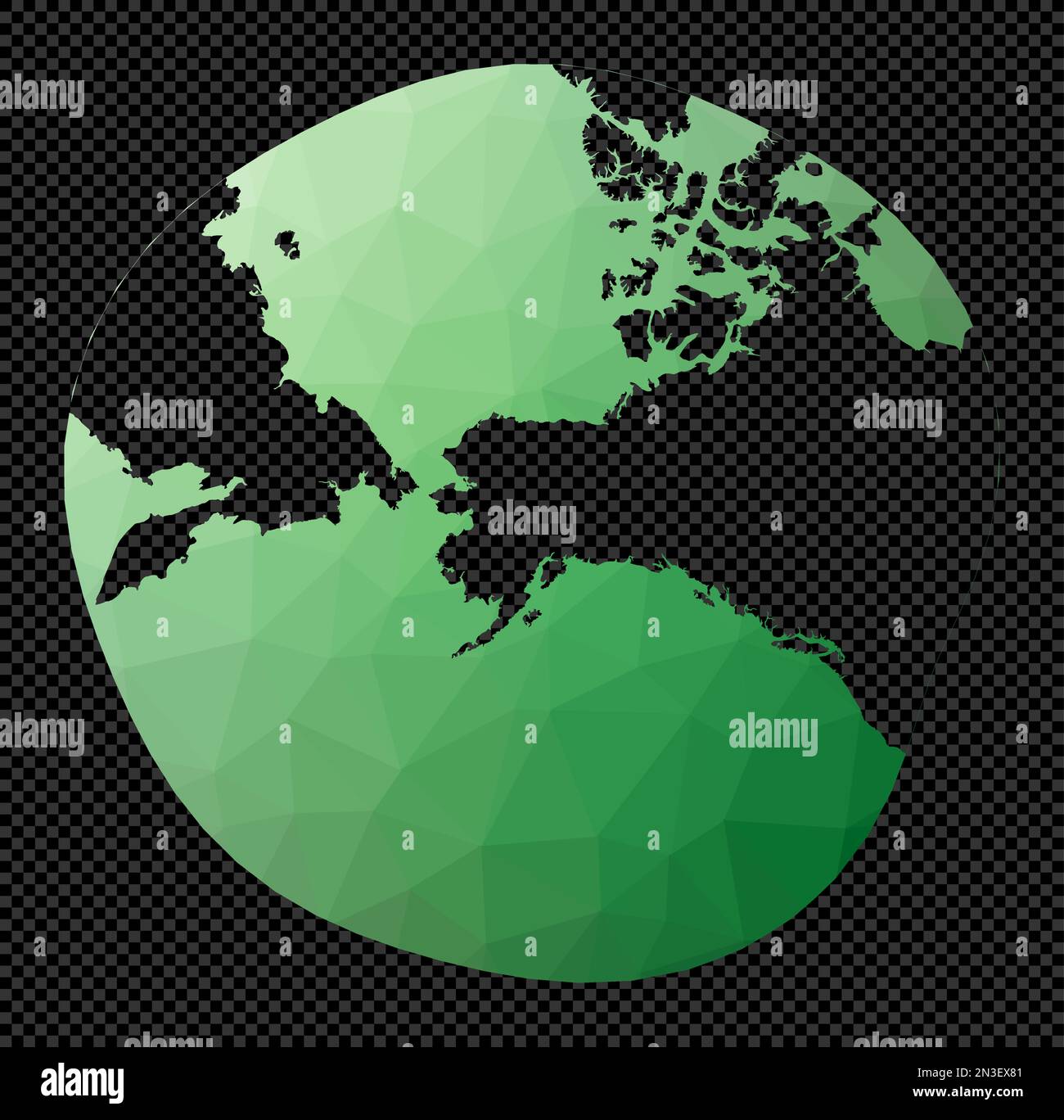 Bassa mappa poly del mondo. Proiezione stereografica Alaska modificata ...