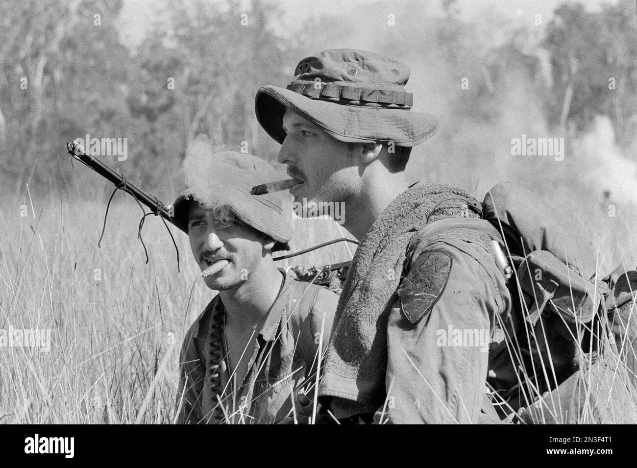 Two members of the First Air Cavalry Division, one of the few remaining ...