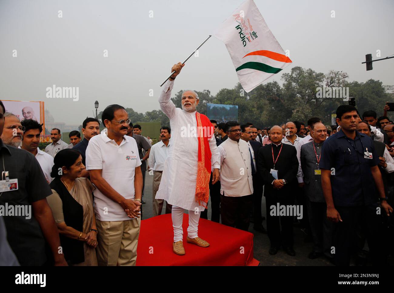 Indian Prime Minister Narendra Modi flags off a run for unity to mark ...
