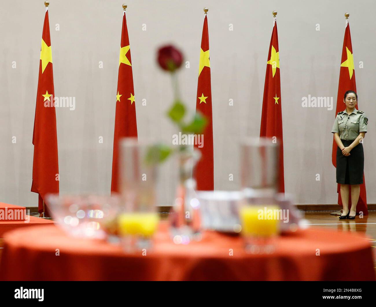 A staff member of the Chinese People's Liberation Army (PLA) Hong Kong ...