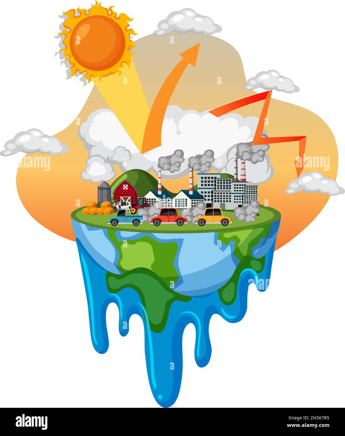 Illustrazione dell'effetto serra e del riscaldamento globale Immagine e ...