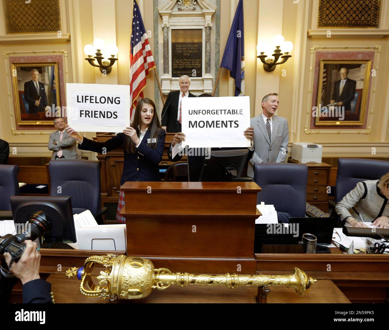 Head pages for the Virginia House of Delegates, Emily Humes, left, and ...