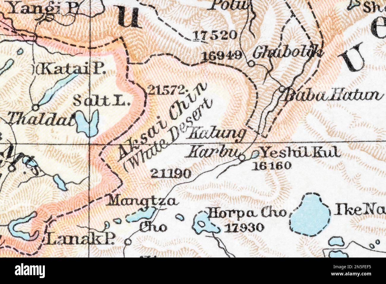 1900 mappa storica dell'atlante di Aksai Chin - centro immagini. La ...