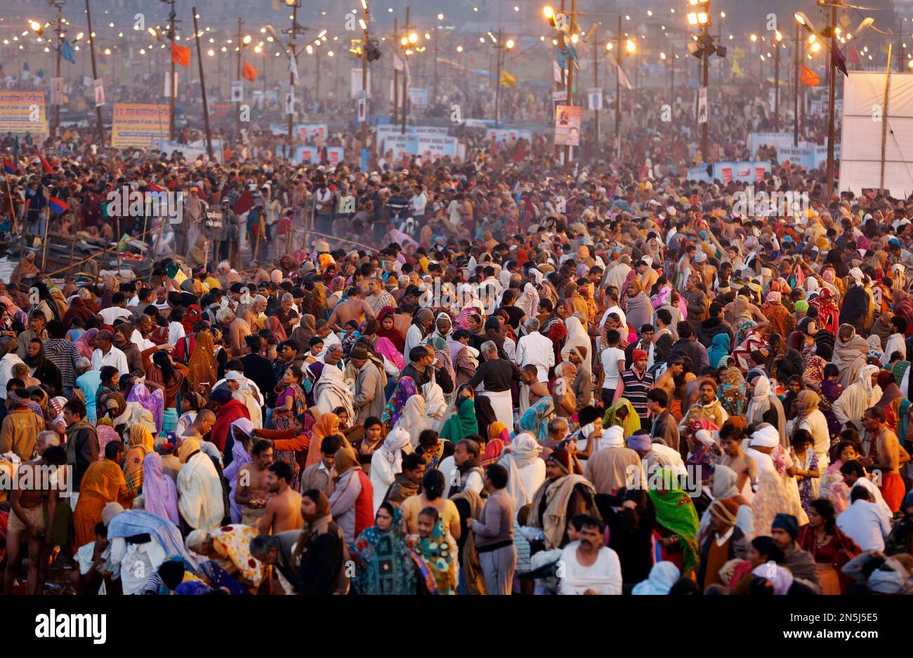 Hindu devotee throng “Sangam”, confluence of Hindu holy rivers of ...