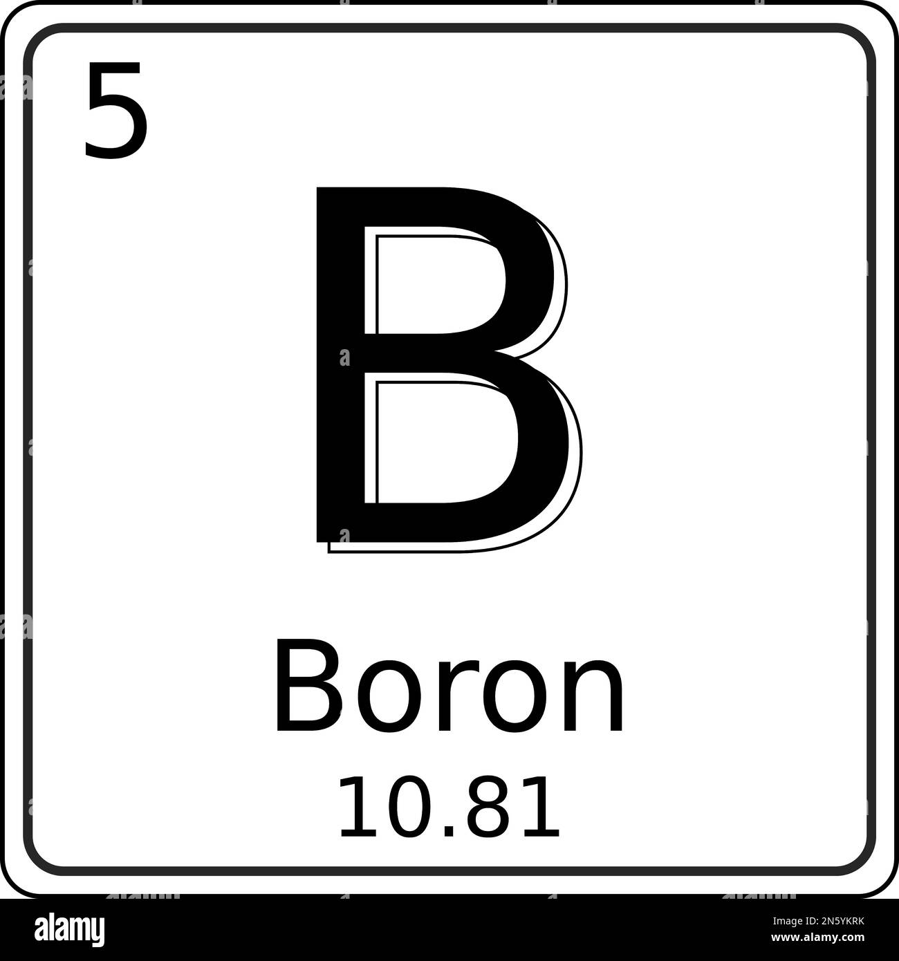 Grafica vettoriale in bianco e nero del simbolo dell'elemento Boron (B ...