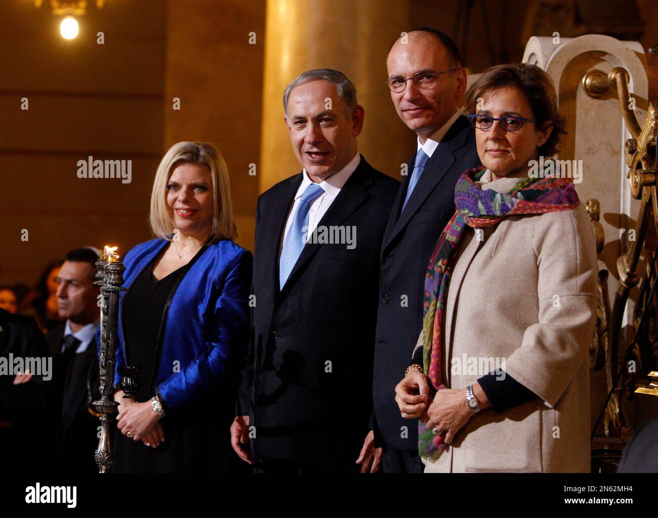 Israeli Prime Minister Benjamin Netanyahu, second fro, left, his wife ...