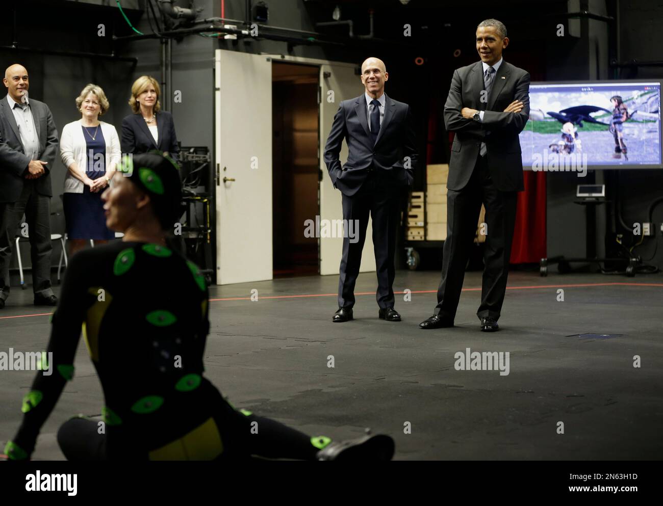 President Barack Obama and DreamWorks Animation CEO Jeffrey Katzenberg ...