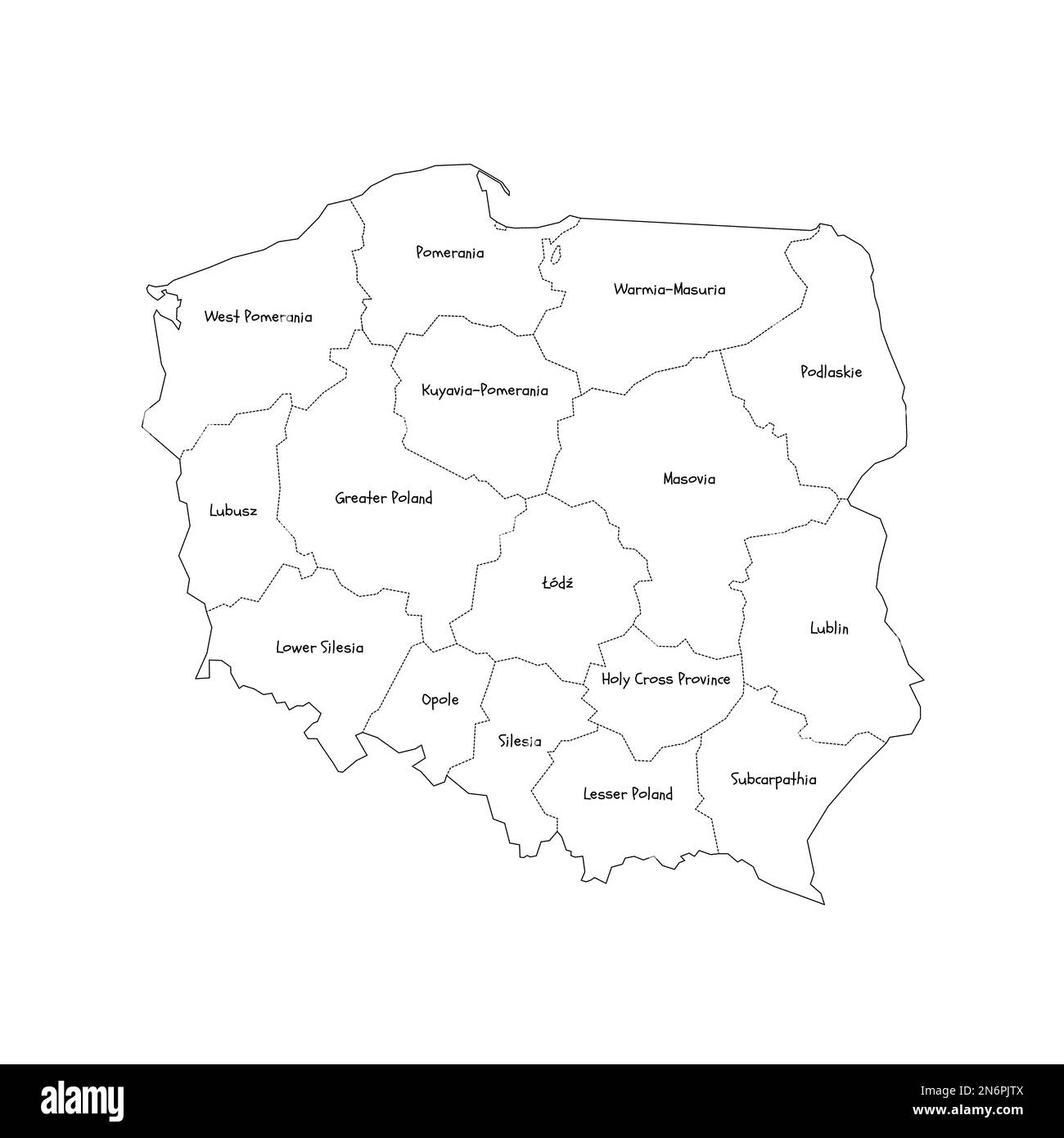 Mappa dei confini della polonia Foto e Immagini Stock in Bianco e Nero ...