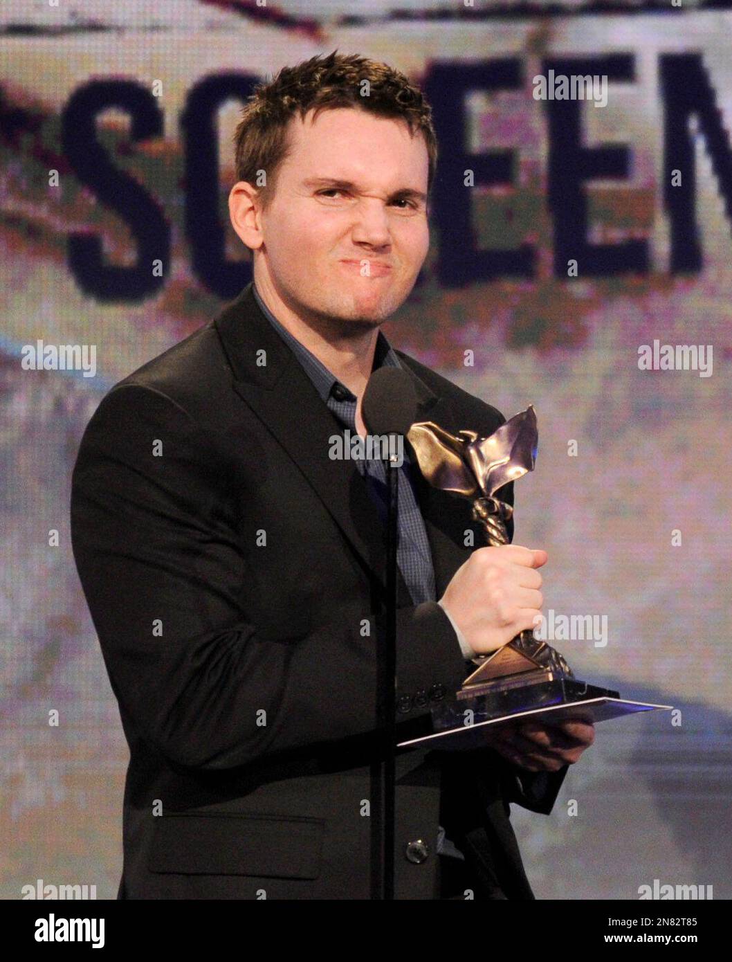 Derek Connolly accepts the best first screenplay award at the ...