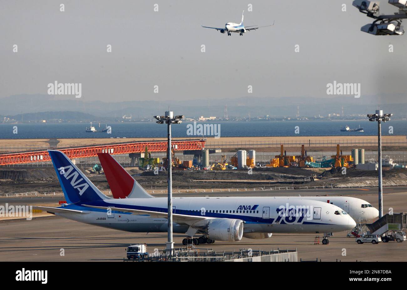 An All Nippon Airways' Boeing 787 Dreamliner sits on the tarmac at ...