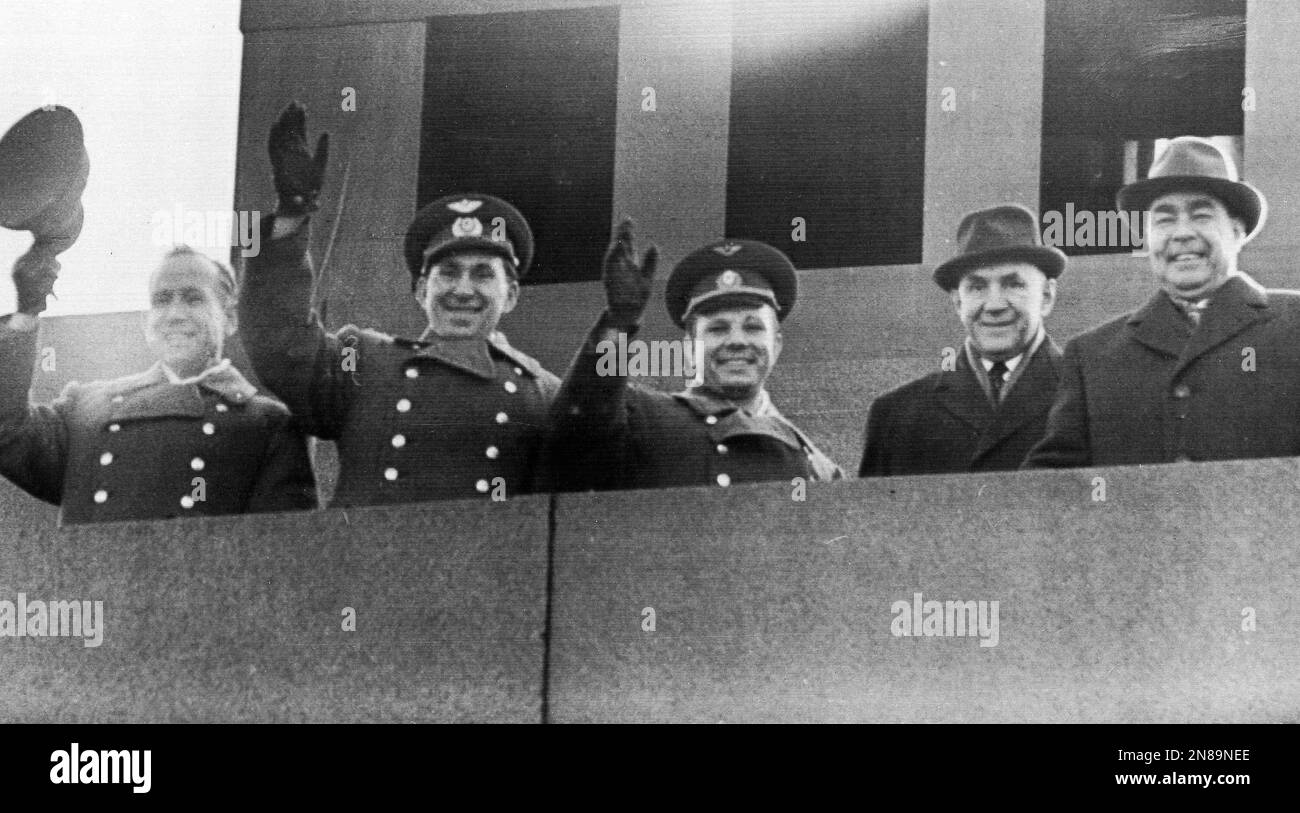 Soviet Russia's newest cosmonauts, Lt. Col. Alexei Leonov, left, and ...