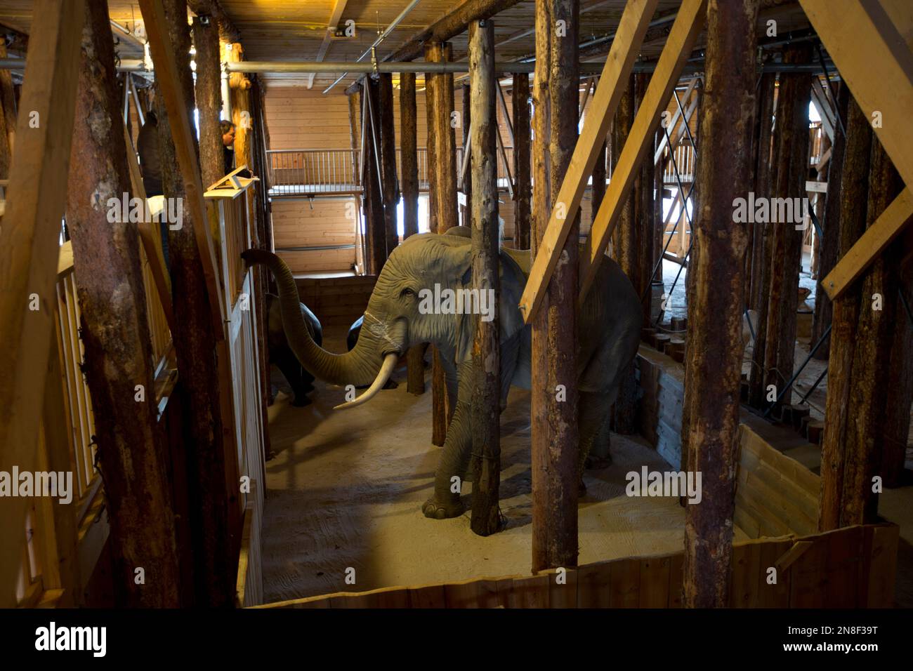 Interior view of the full scale replica of Noah’s Ark with life-size ...