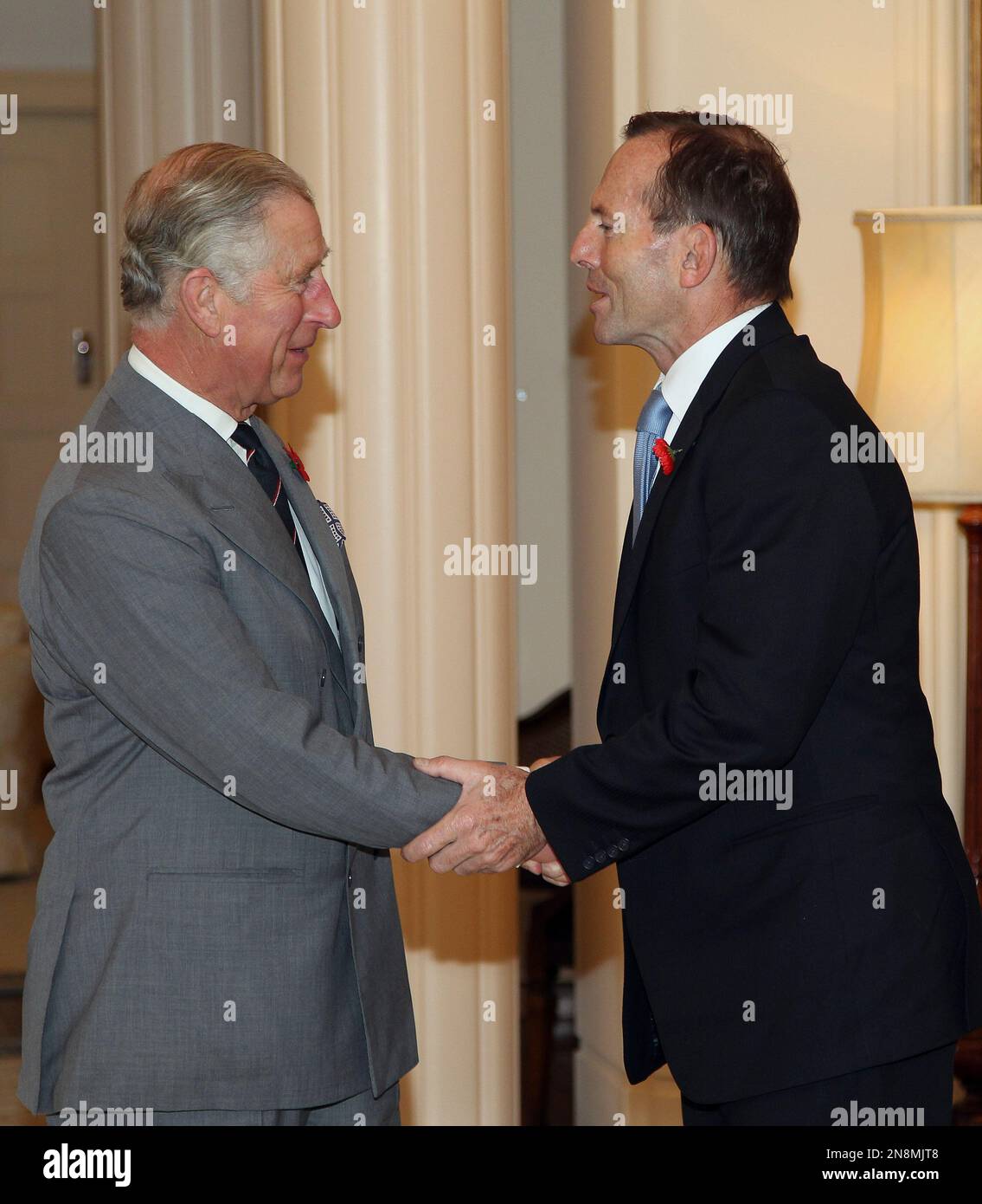 Britain's Prince Charles, left, greets Australian opposition leader ...
