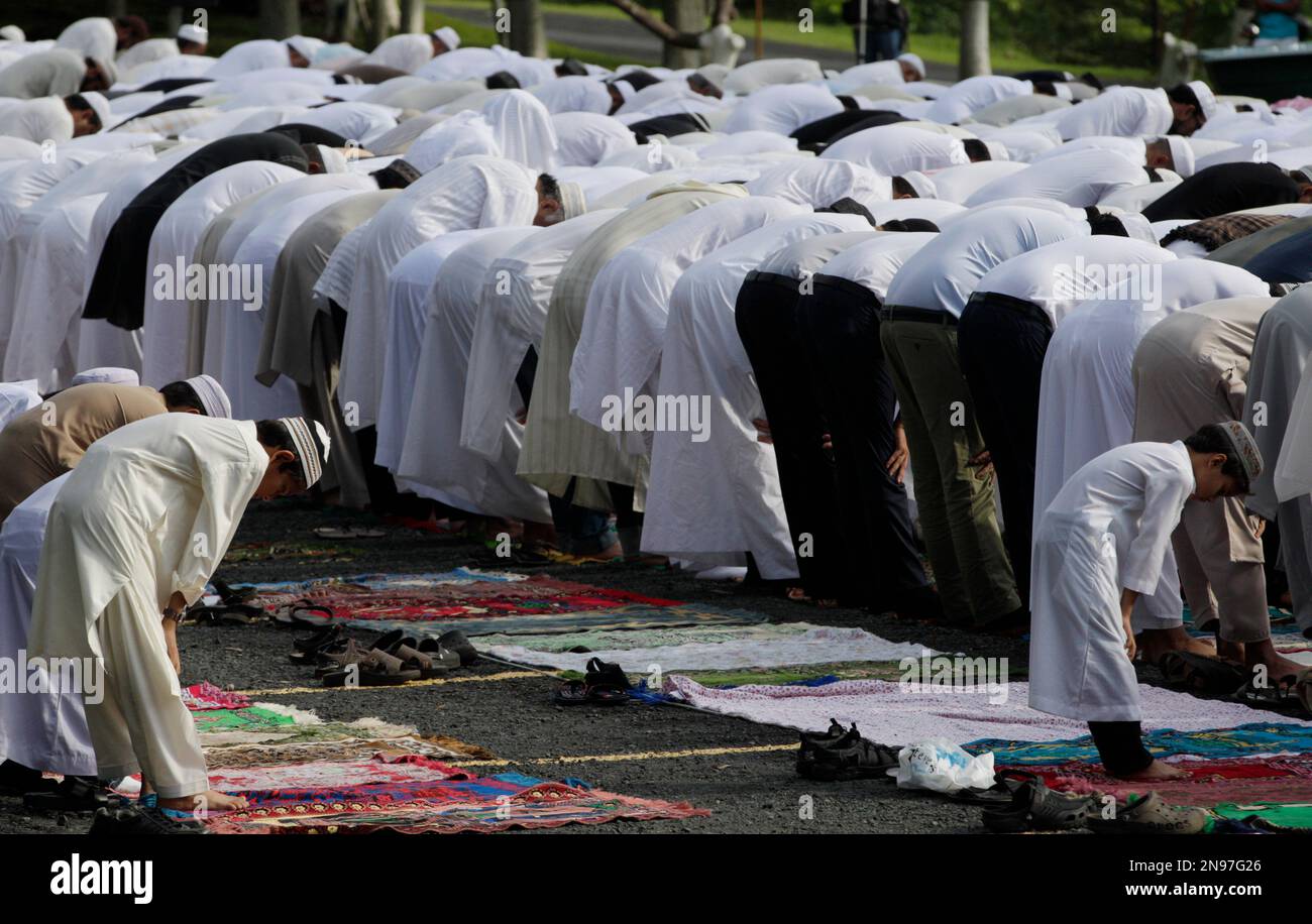 Panama's Muslims pray during Eid al-Fitr prayer, which marks the end of ...