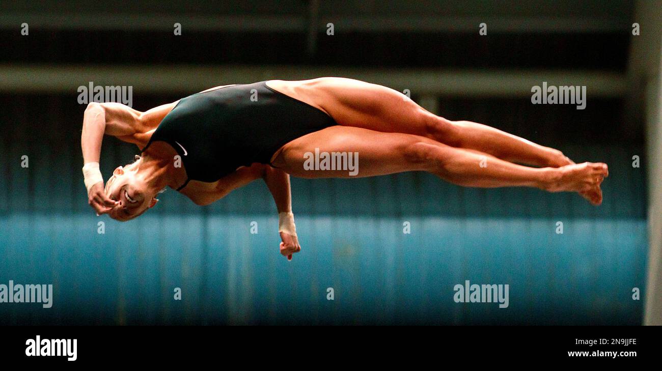 Brittany Viola takes off on a dive in the women's 10-meter platform ...