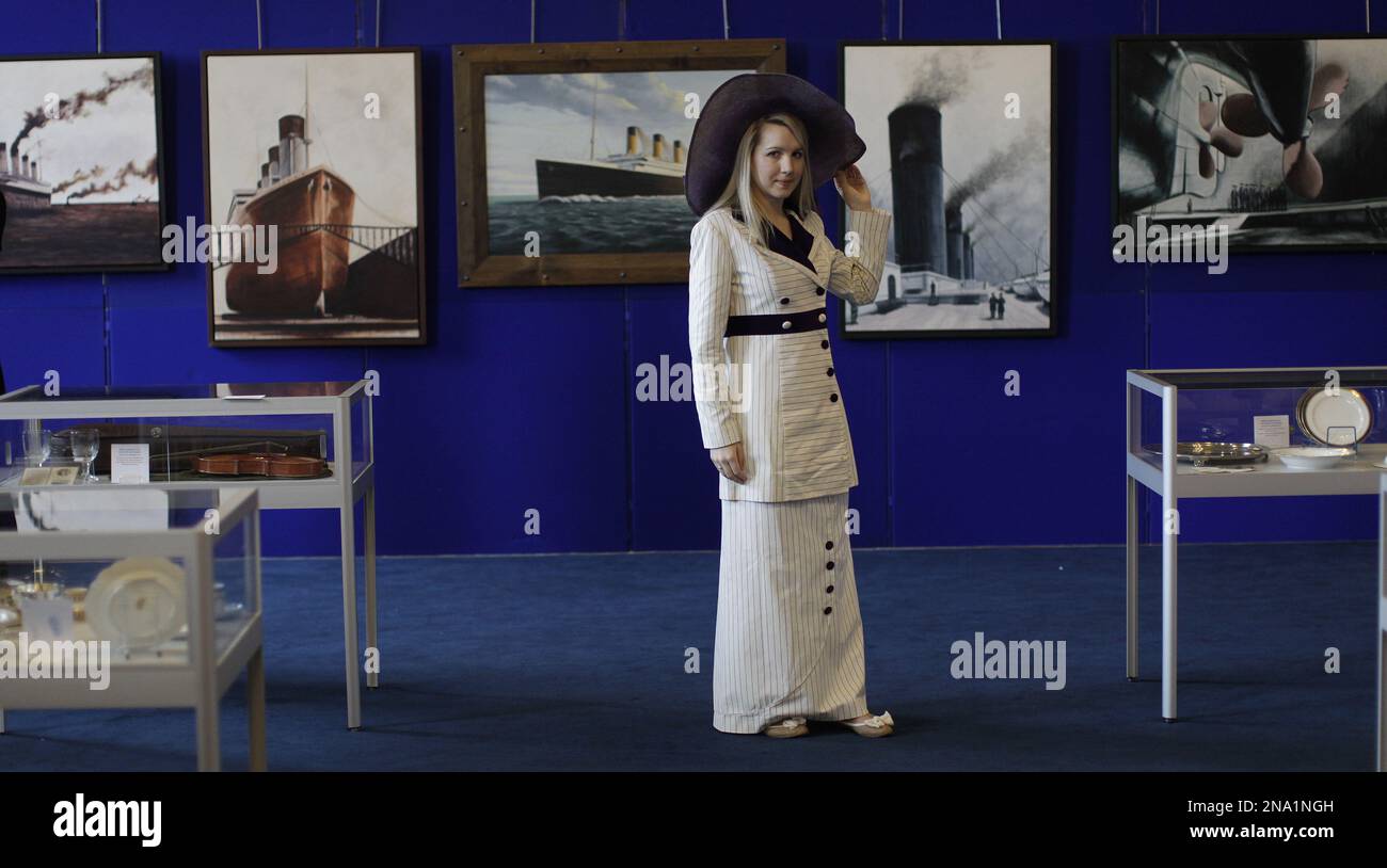 Jade Laverty models the dress worn by Kate Winslet in the film Titanic ...