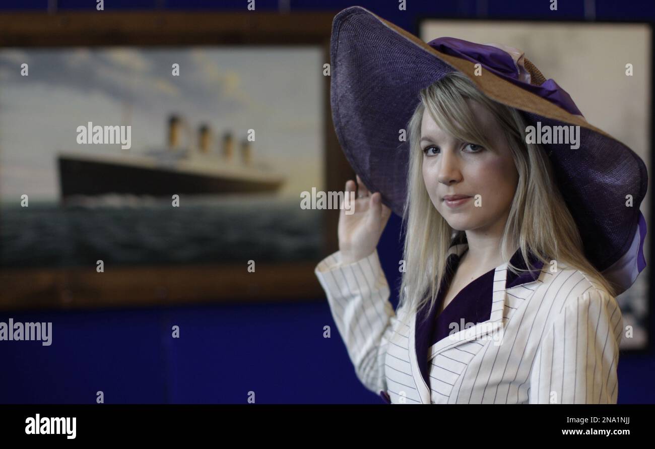 Jade Laverty models the dress worn by Kate Winslet in the film Titanic ...