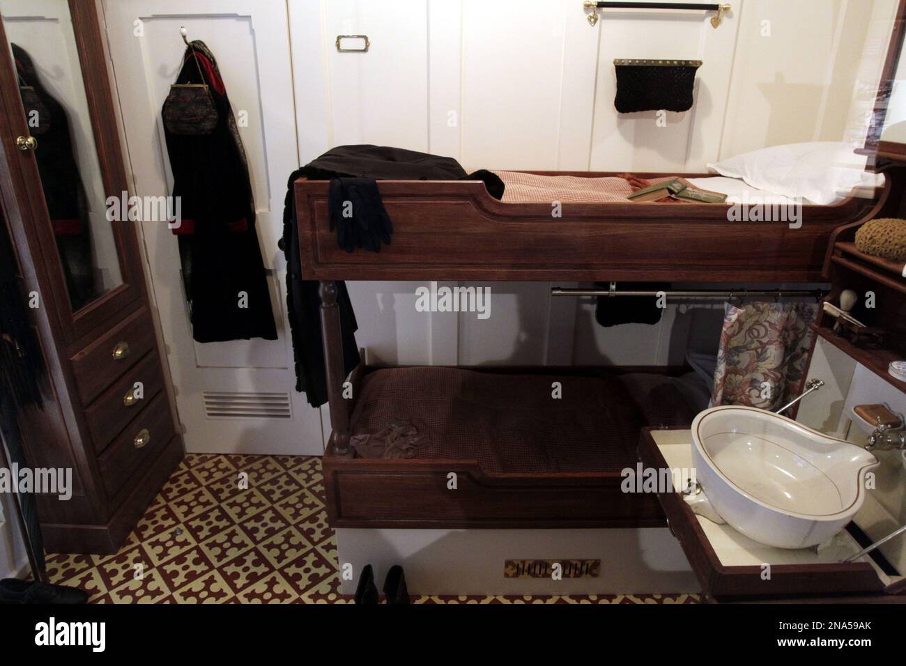 In This Photo Of Tuesday March 13 2012 A Replica Of 2nd Class Cabin In The Titanic Ship Is On