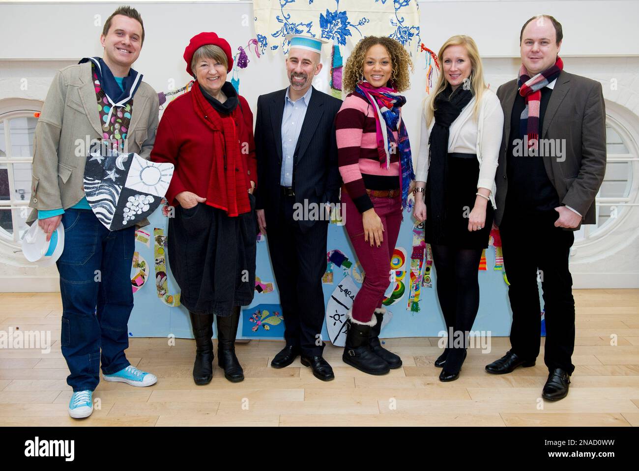 From left, British presenter, Phil Gallagher, from CBBC's Mister Maker ...