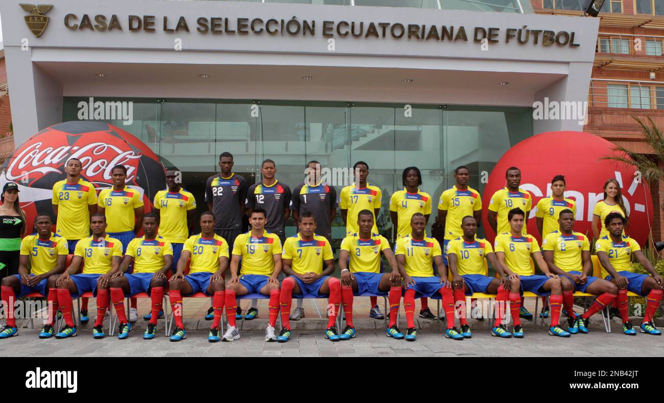 Ecuador's soccer players pose for a team photo in Quito, Ecuador ...