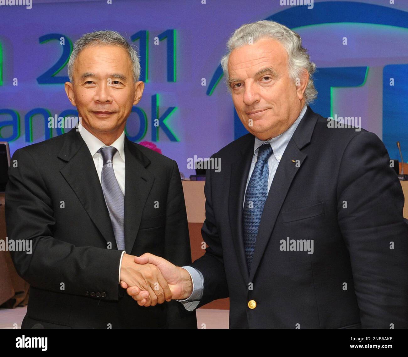 Francesco Ricci Bitti of Italy, right, is congratulated by chief of ...