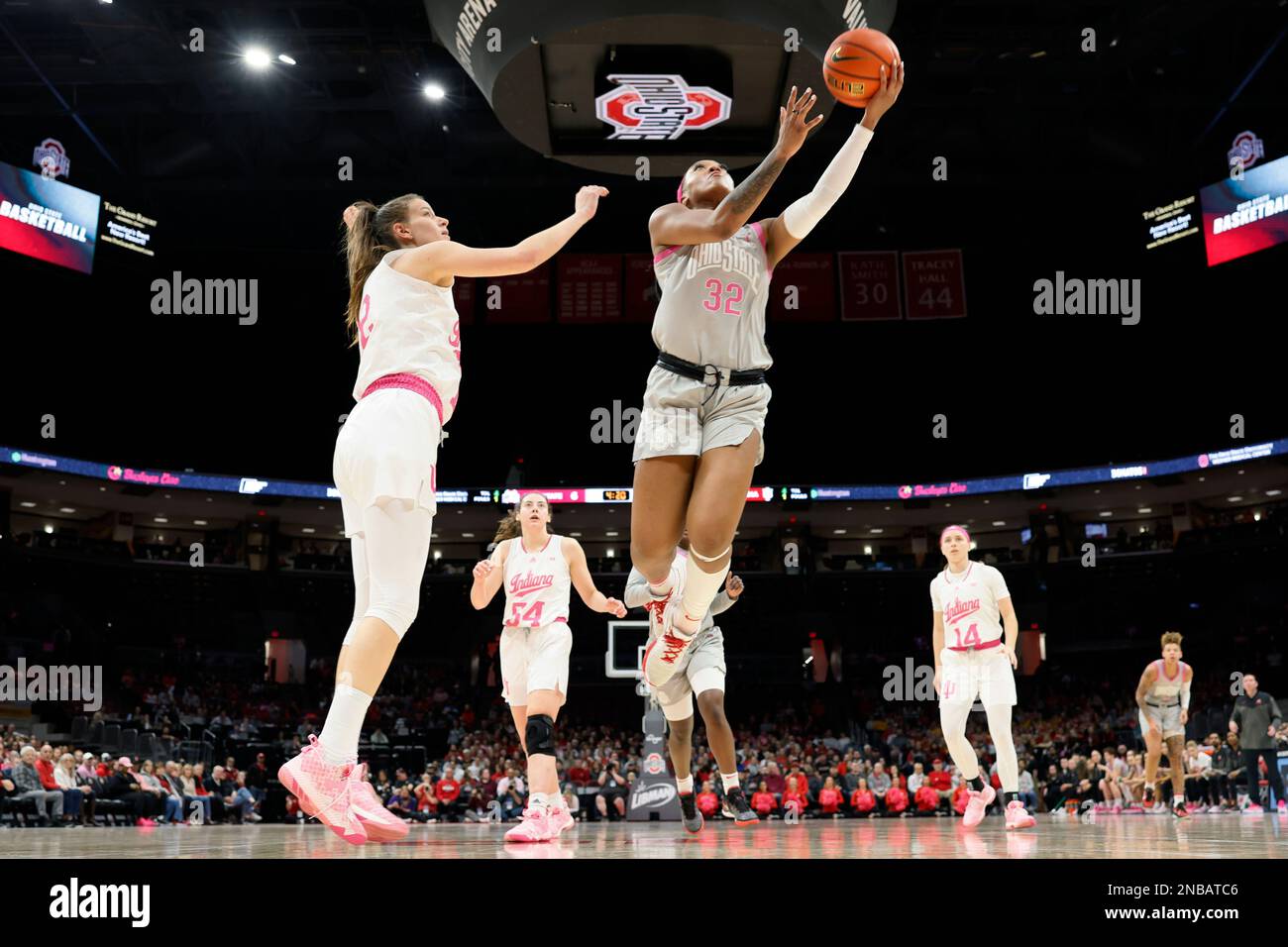 Ohio State's Cotie McMahon, front right, shoots against Indiana's ...