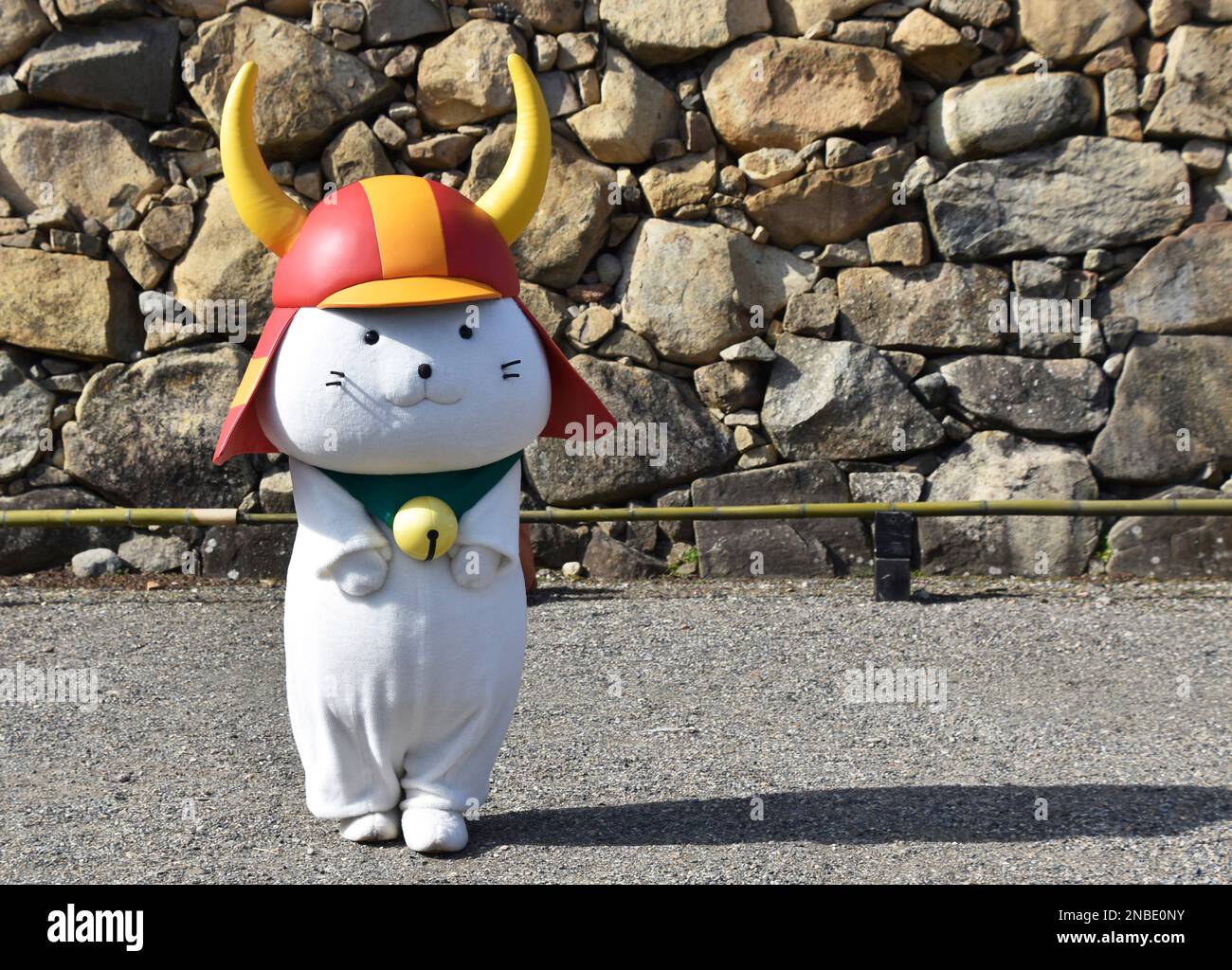 Hikonyan a mascot created by the Hikone City, appears in front of ...