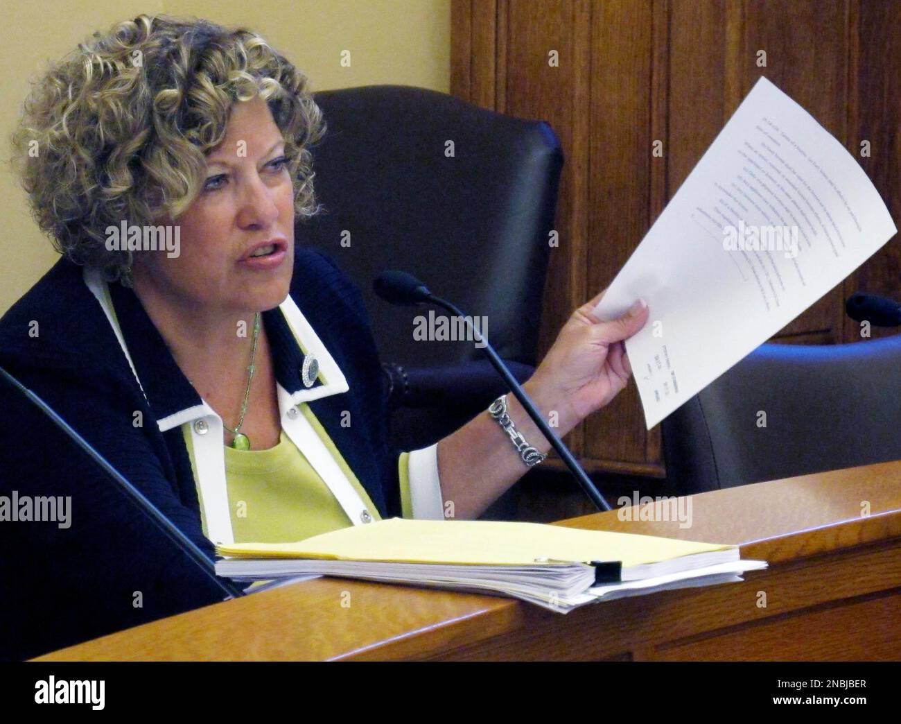 Kansas state Sen. Vicki Schmidt, a Topeka Republican, asks questions of ...