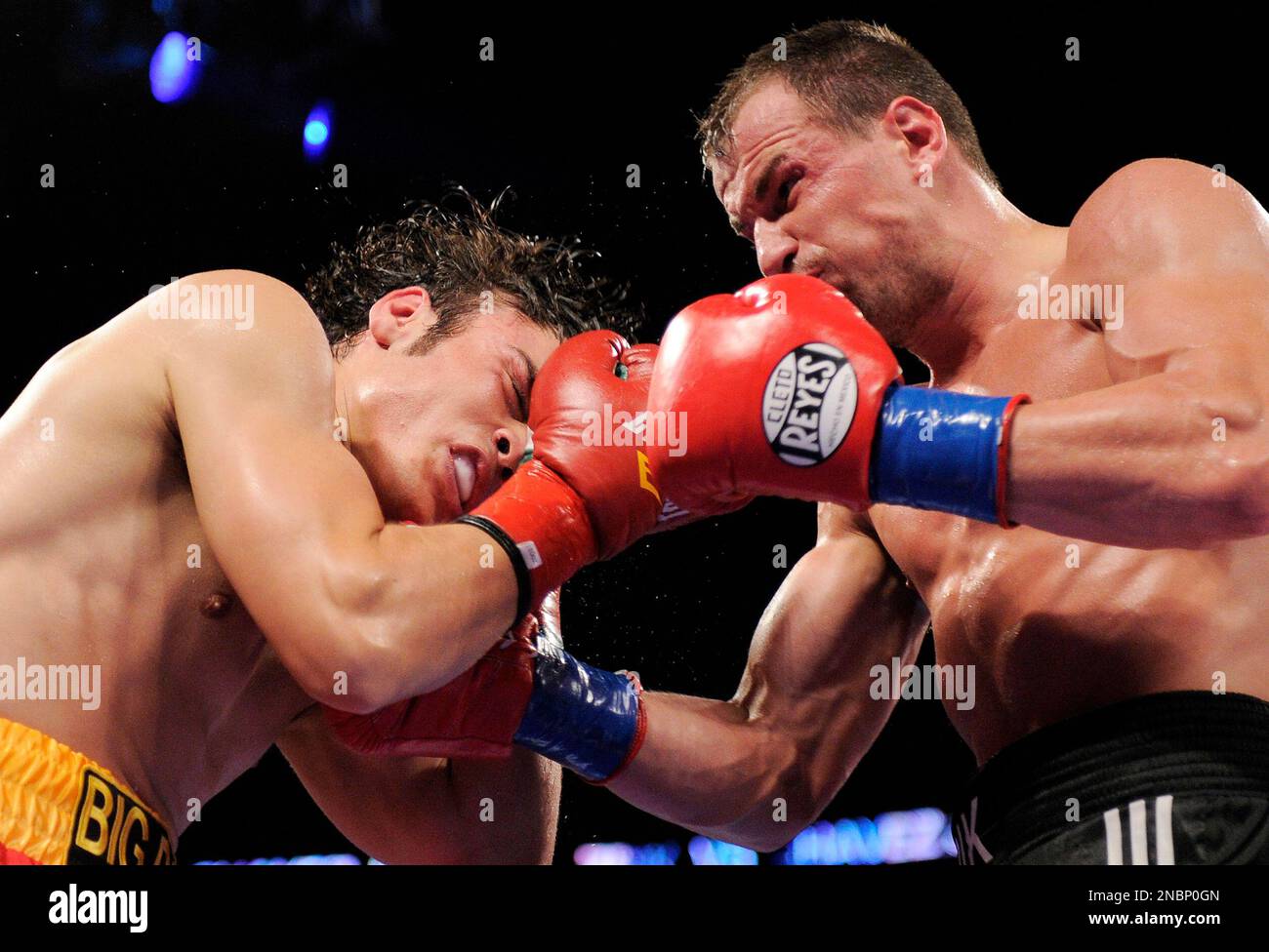 Sebastian Zbik of Germany connects with Julio Cesar Chavez, Jr. of ...