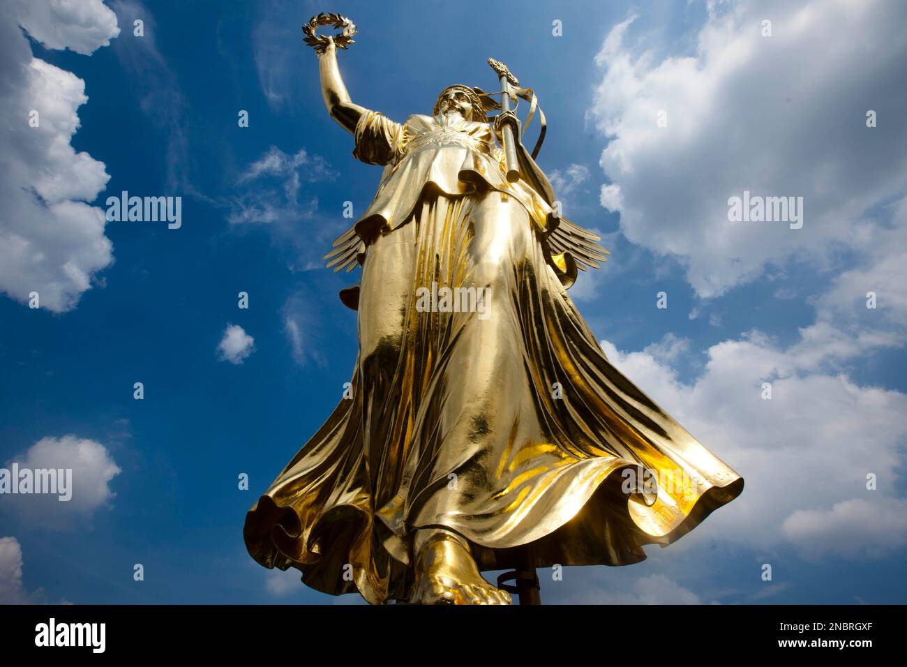 The freshly renovated statue of Victoria, the goddess of victory, on ...