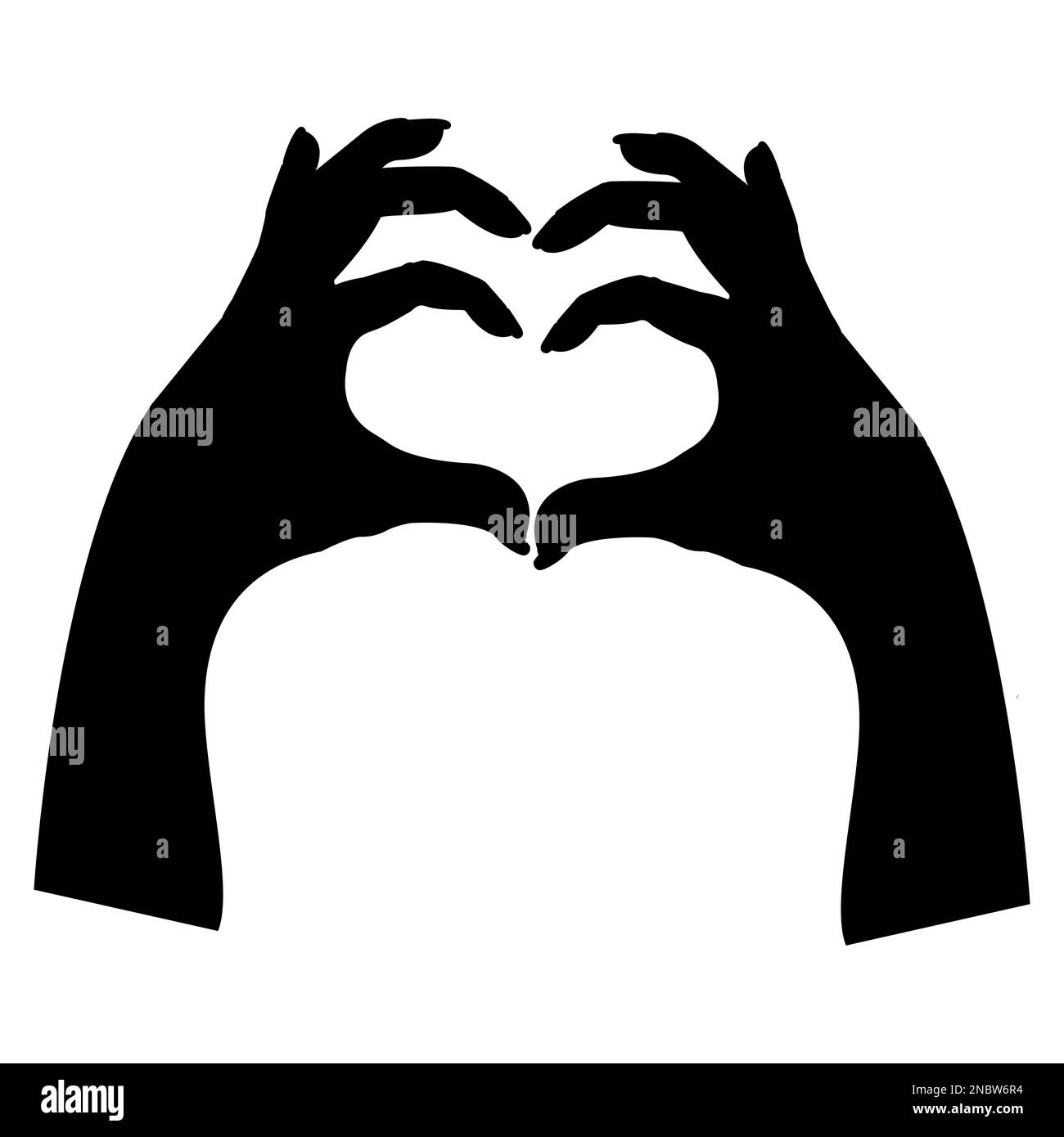 Mani a forma di cuore, con movimenti dalla silhouette nera e dettagli ...