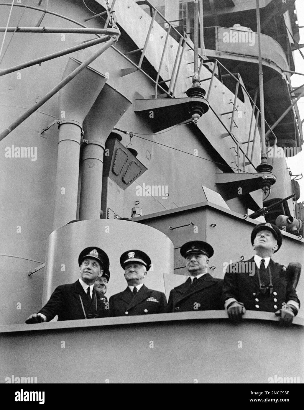 Britain's Rear Admiral Hamilton, left, Admiral Harold Stark, Commander ...