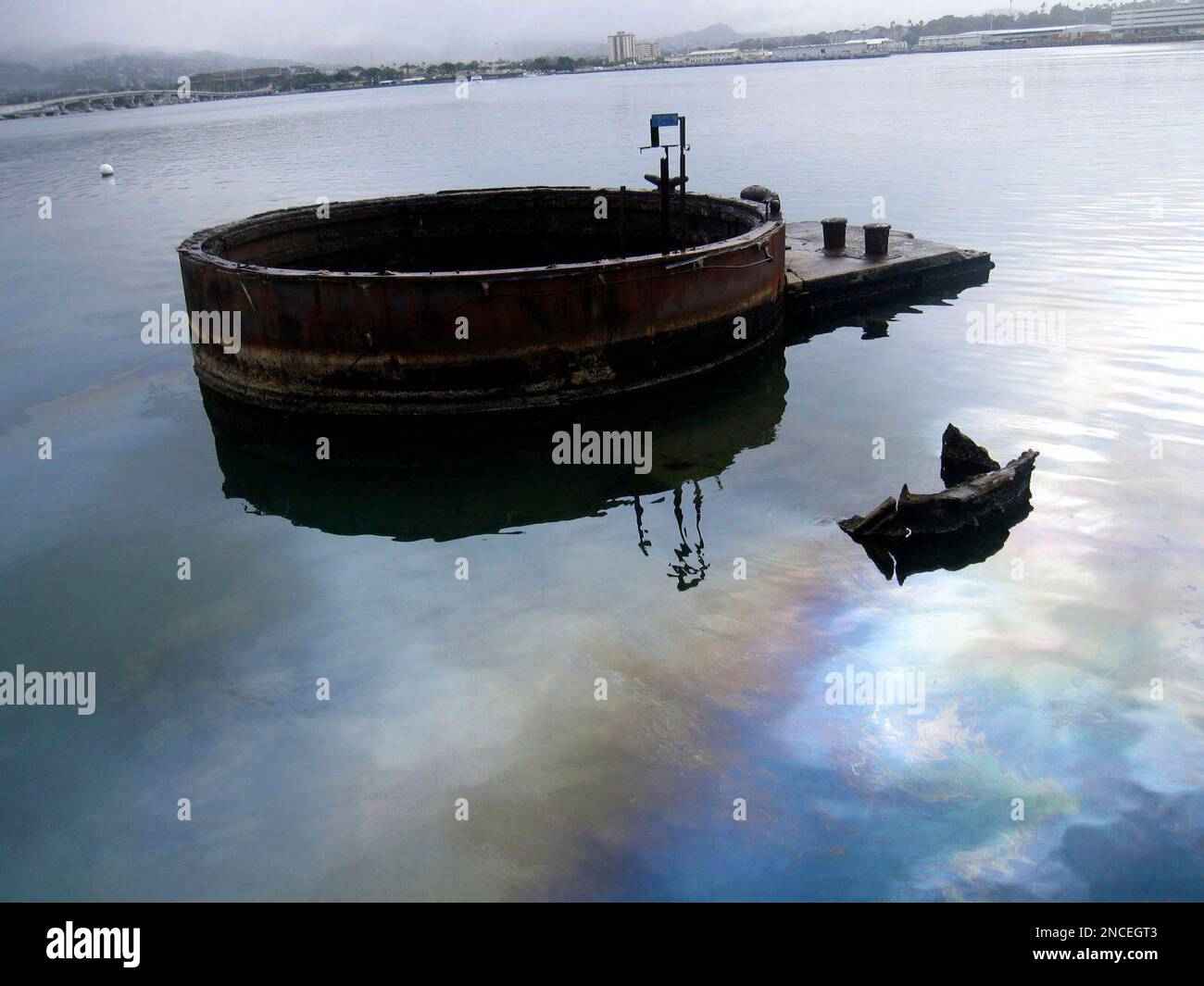 This Feb. 19, 2010 photo shows a turret from the USS Arizona as seen ...