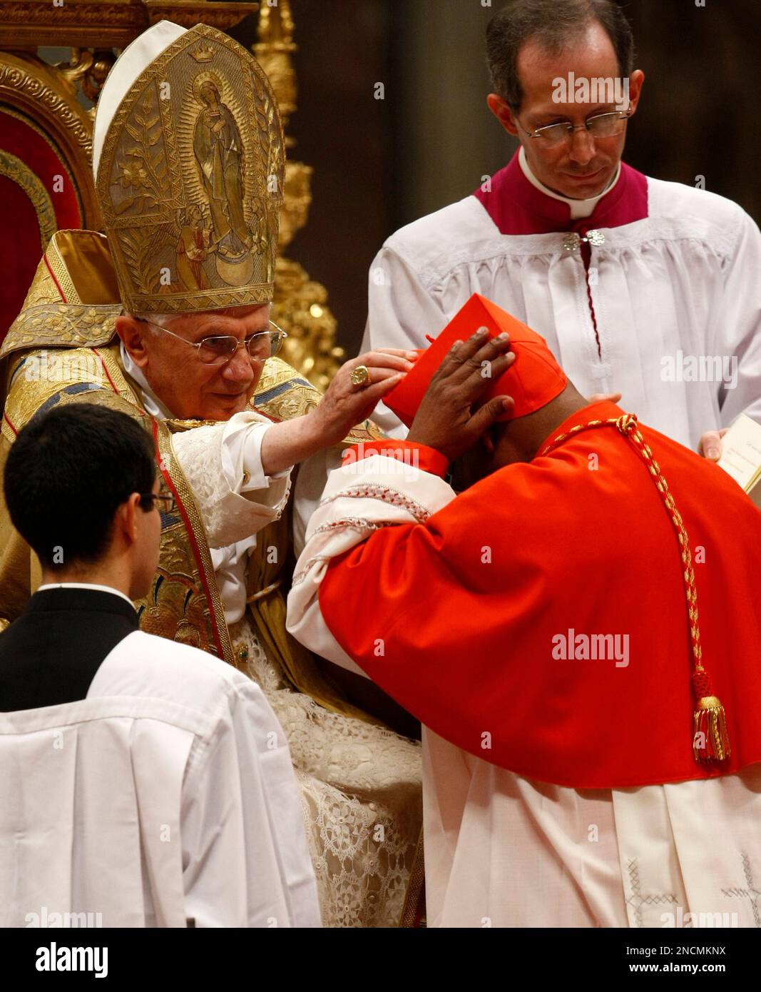 Newly-elevated Zambian Cardinal Medardo Joseph Mazombwe, right ...