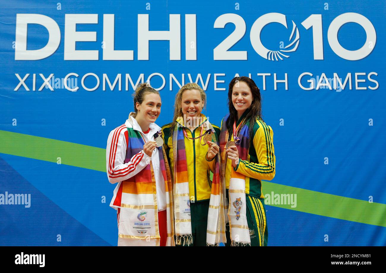 Australia's gold medalist Meagen Nay, center, England's silver medalist ...