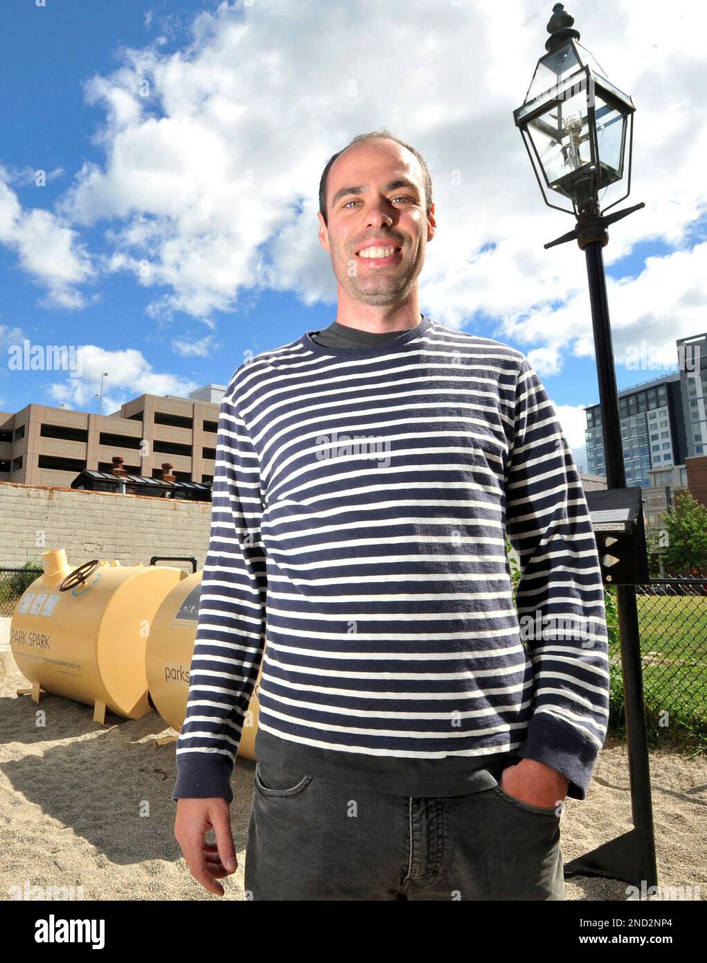 In this Wednesday, Sept. 15, 2010 photo, Boston artist Matthew Mazzotta ...