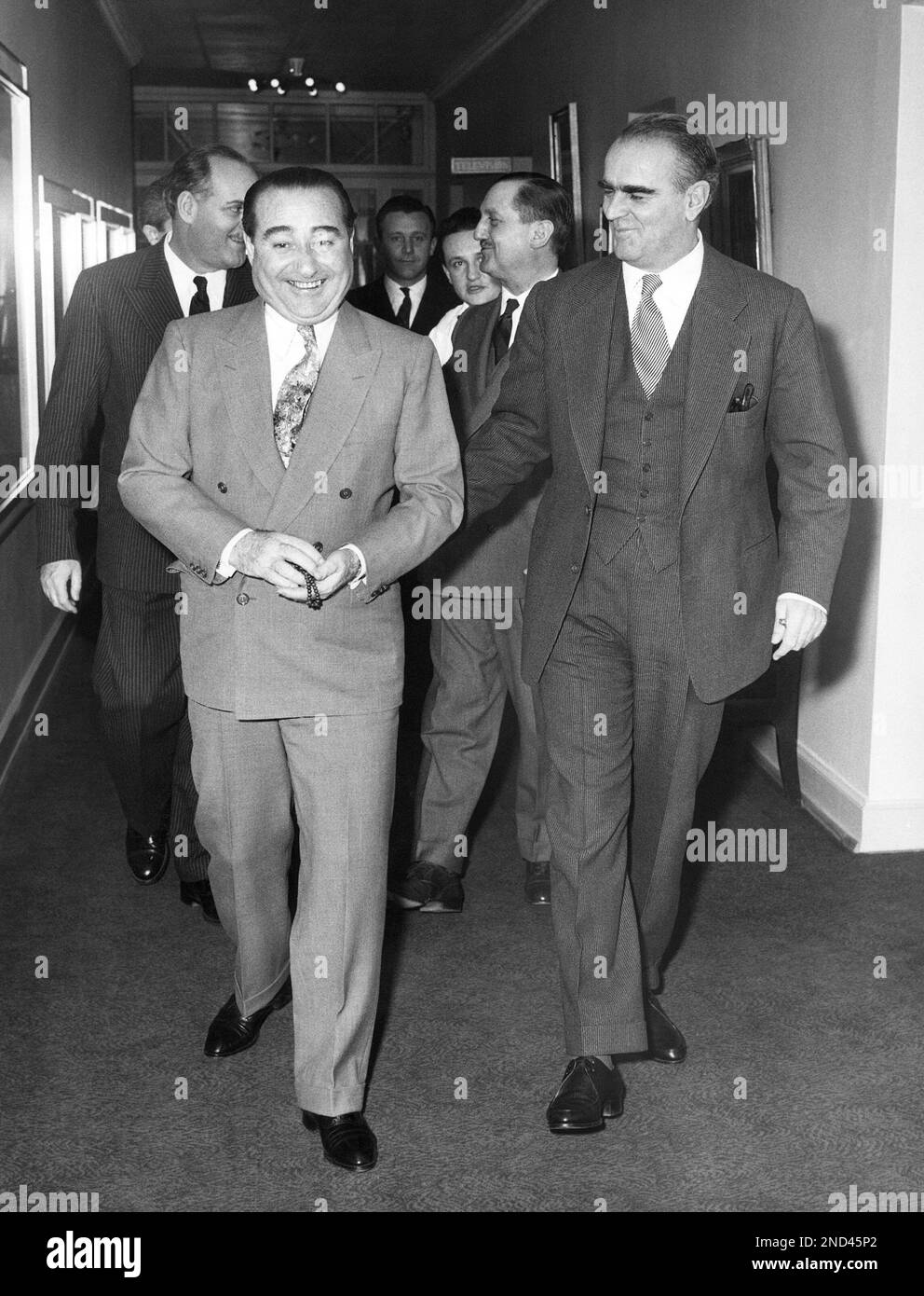 Adnan Menderes, left, Prime Minister of Turkey, and Constantine ...