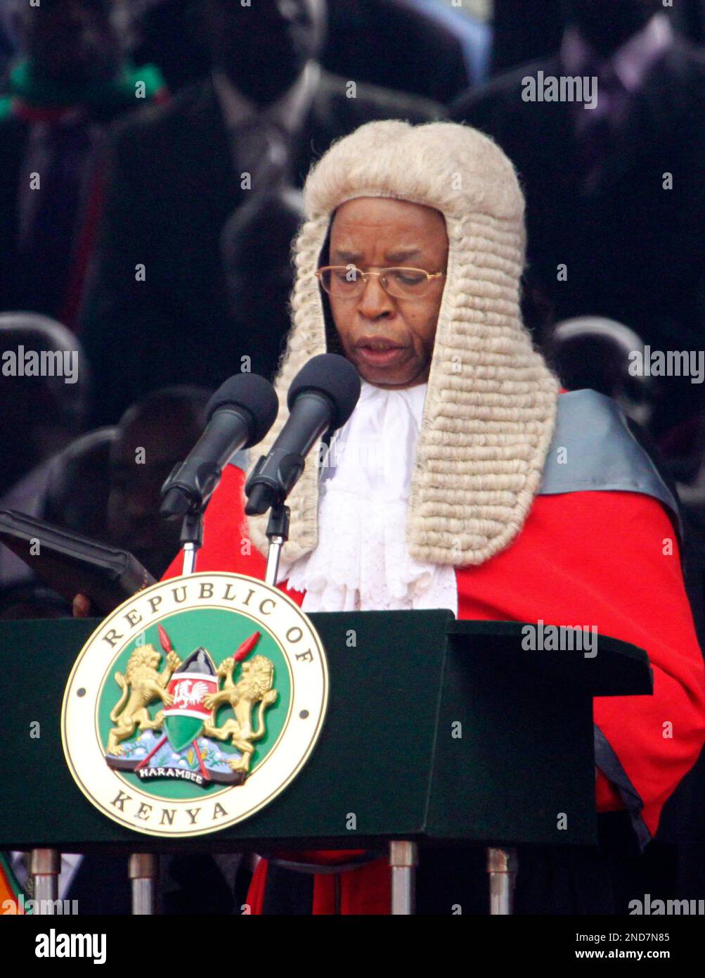 Kenyan Chief Justice Evans Gicheru takes a new oath of office after ...