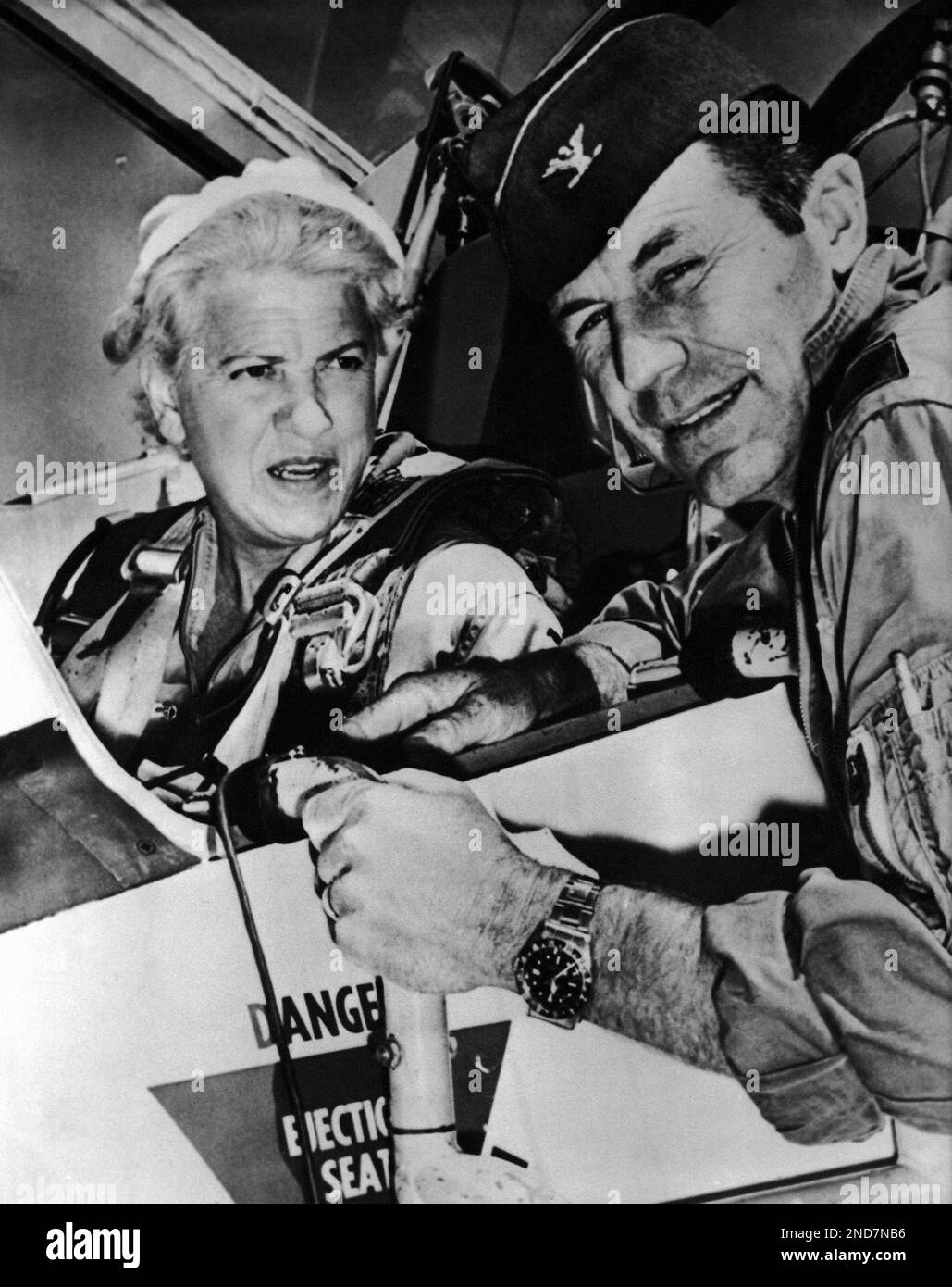 America’s Veteran Woman Pilot Jacqueline Cochran sits in the cockpit of ...