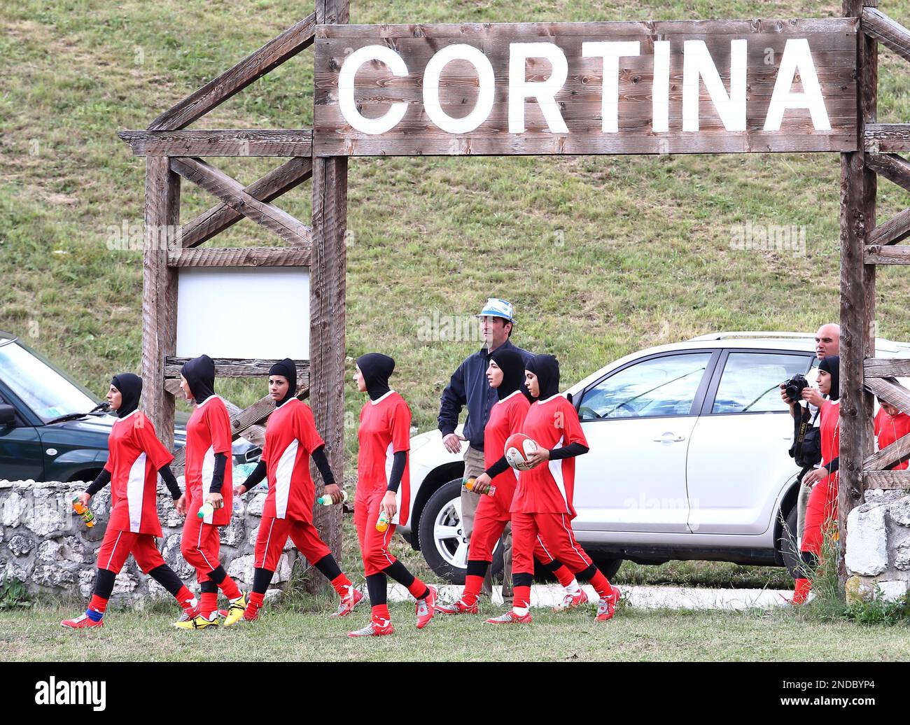 Iran's team arrives for the women's rugby sevens tournament ''Cortina ...