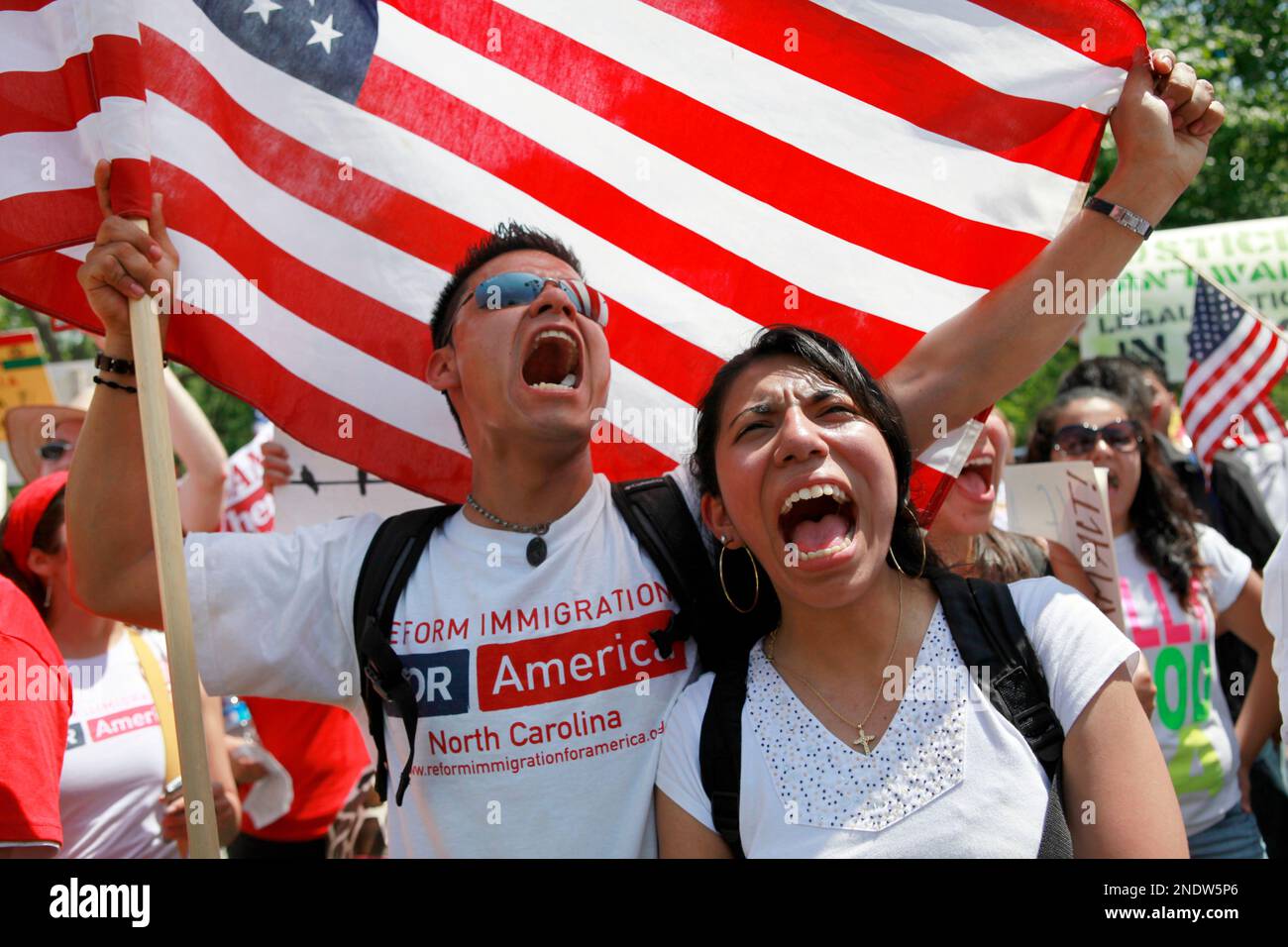 Eduardo Calderon, 23, left, and Leslie Ibarra, 16, both of Durham ...