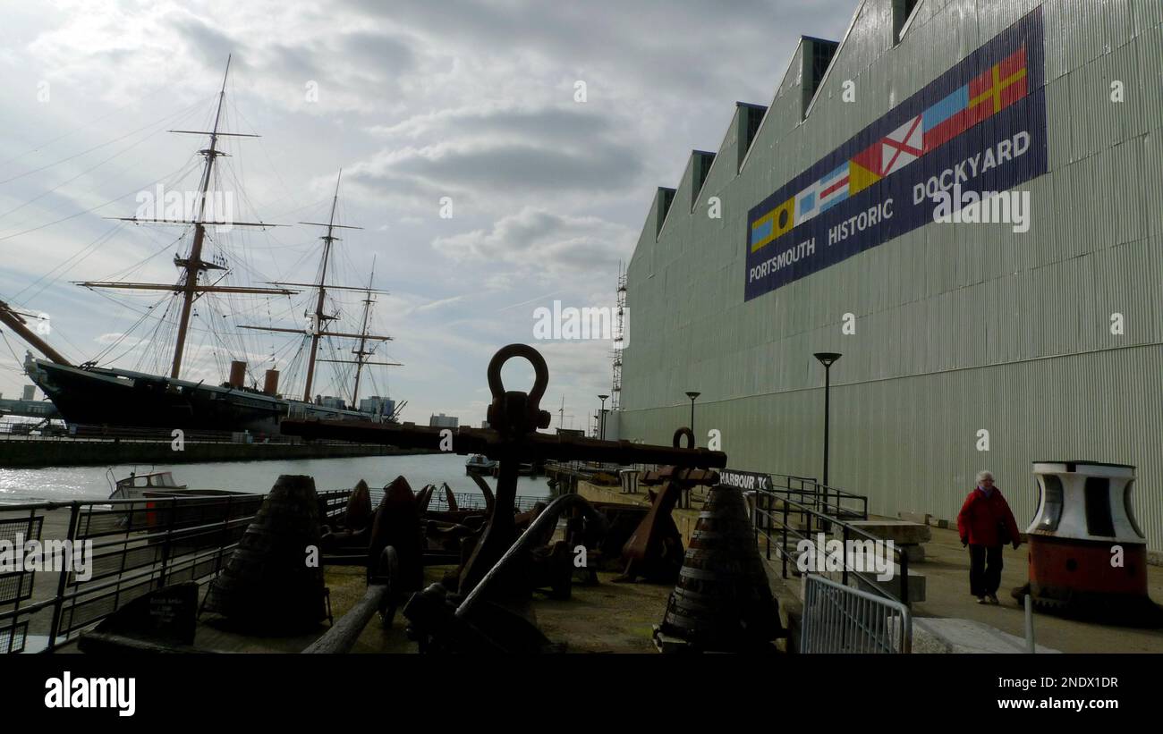 The HMS Warrior is seen in the Historic Dockyard Complex in Portsmouth ...