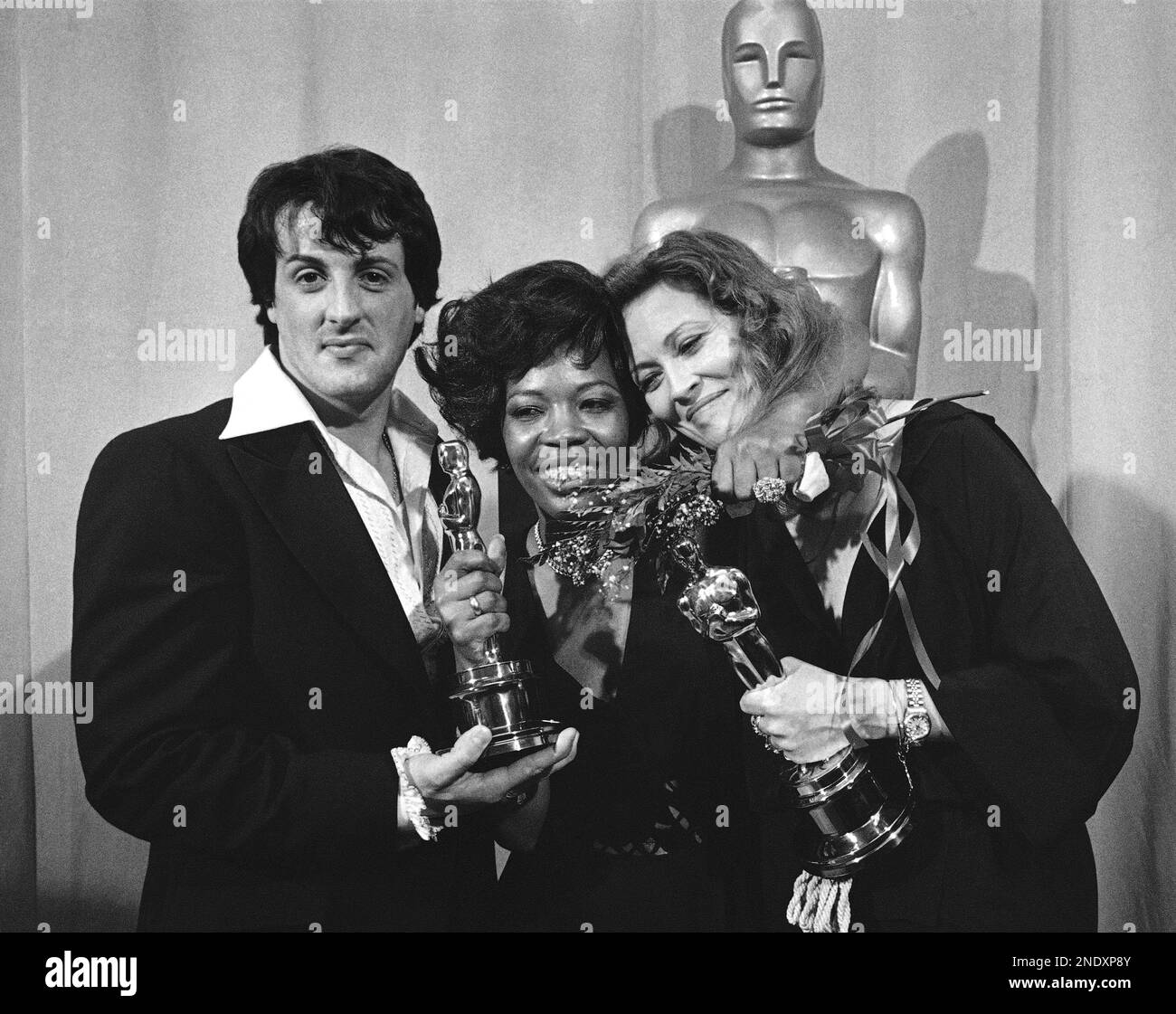 Sylvester Stallone, left, star of "Rocky," poses with Eletha Finch ...