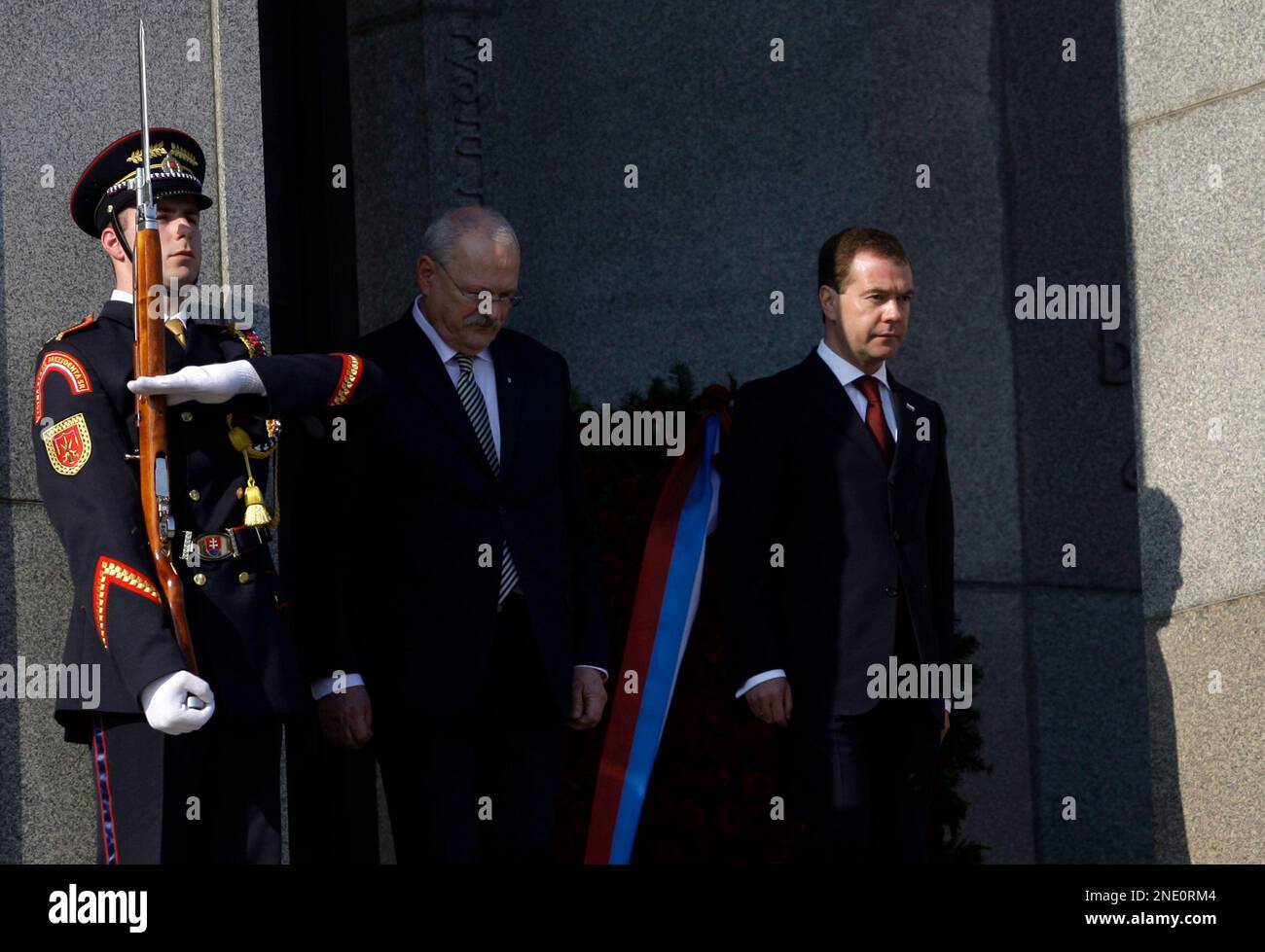 Slovakia's President Ivan Gasparovic, left, and his Russian counterpart ...
