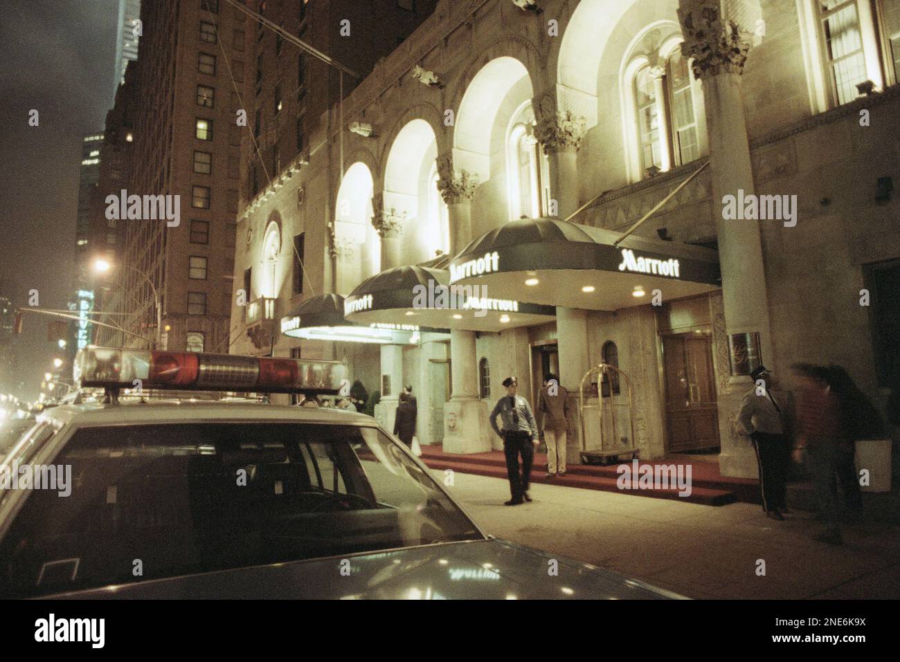 Police patrol the entrance to the Halloran House, a midtown New York ...