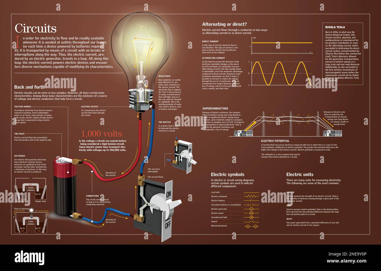 Infografica sui circuiti elettrici: Cosa sono, in quali modi può fluire ...